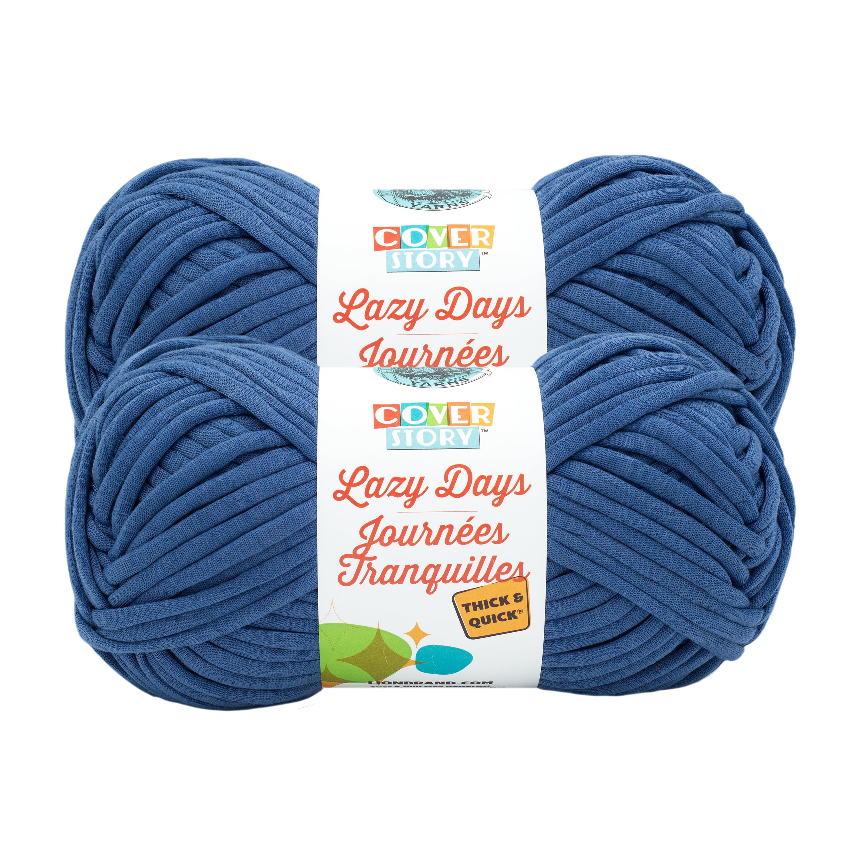 Lion Brand Yarn Cover Story Lazy Days Thick & Quick Navy Super Bulky ...