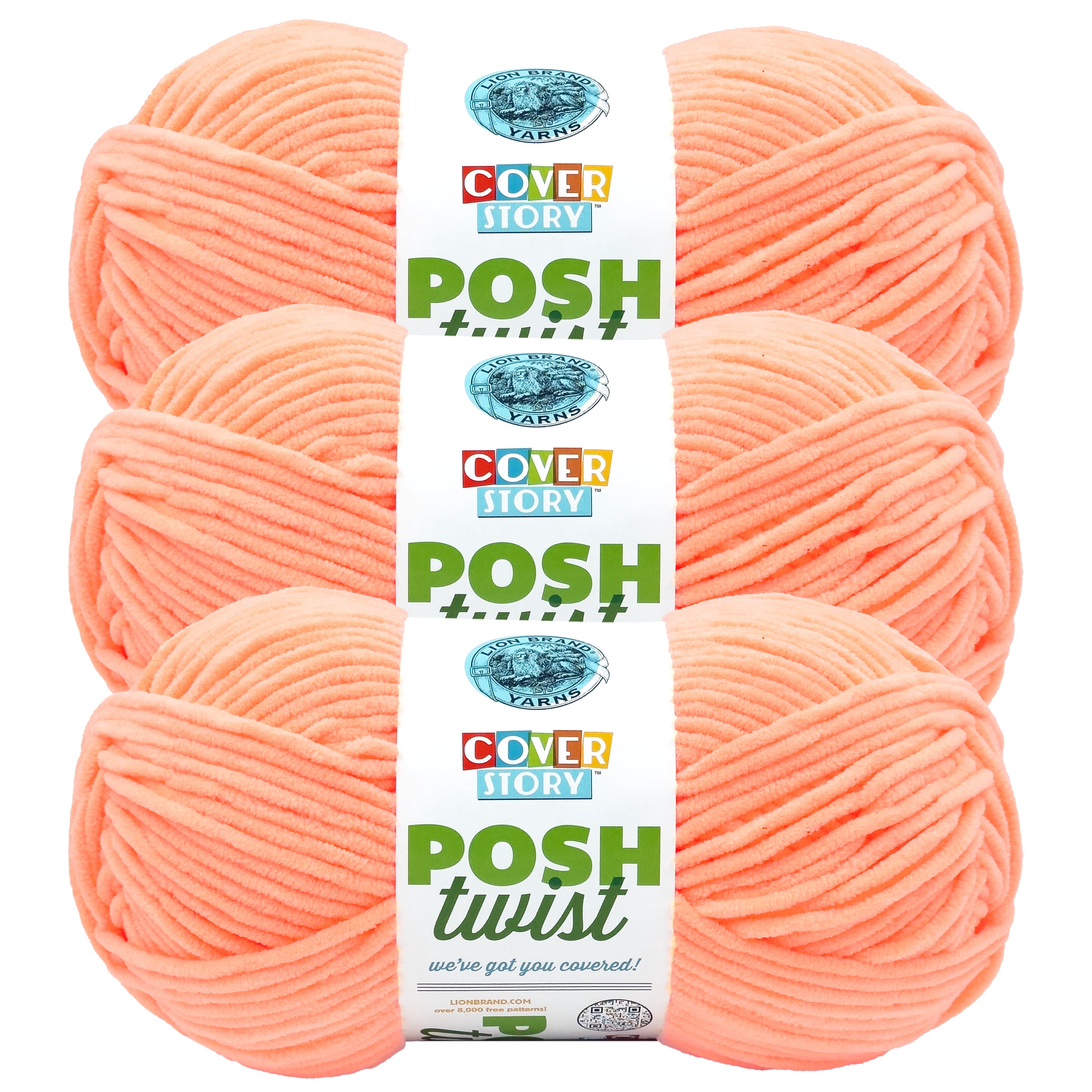 Lion Brand Yarn Cover Story Posh Twist Sherbet Glow Bulky Yarn ...