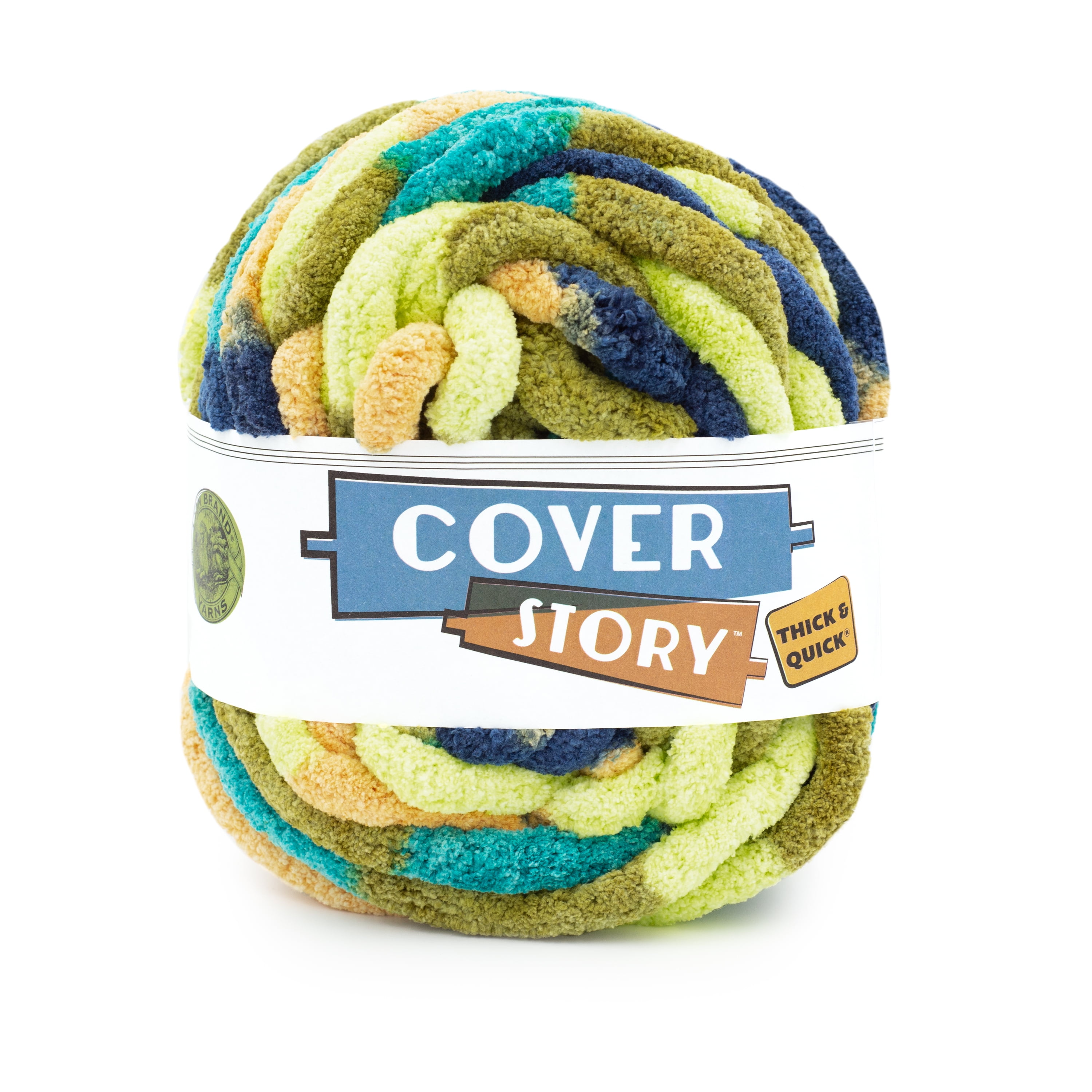 Lion Brand Yarn Cover Story Thick & Quick Aquatic Jumbo Polyester Multi ...