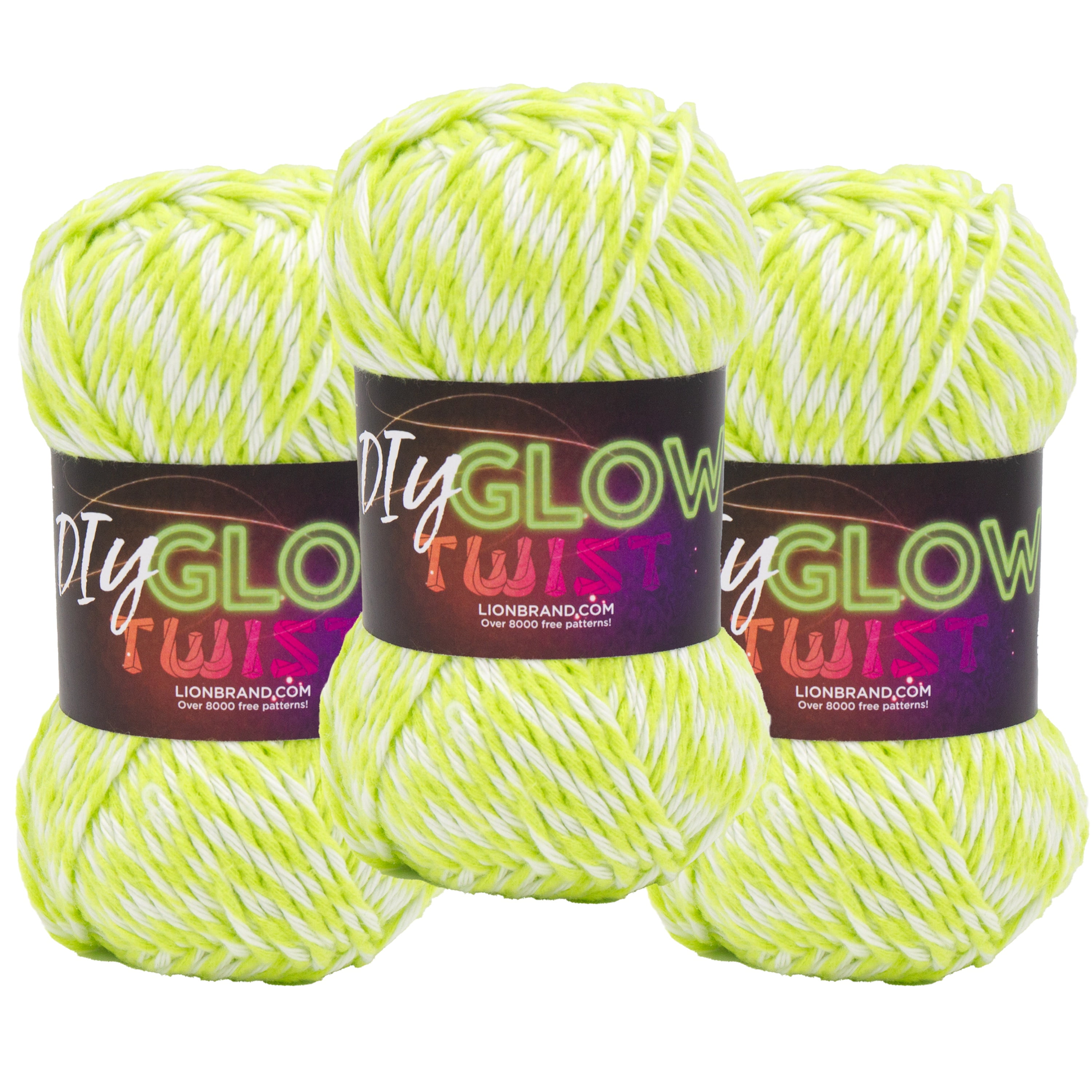Lion Brand Yarn DIY Glow Twist Lime Green 196-203CZ Medium Polyester 3 ...