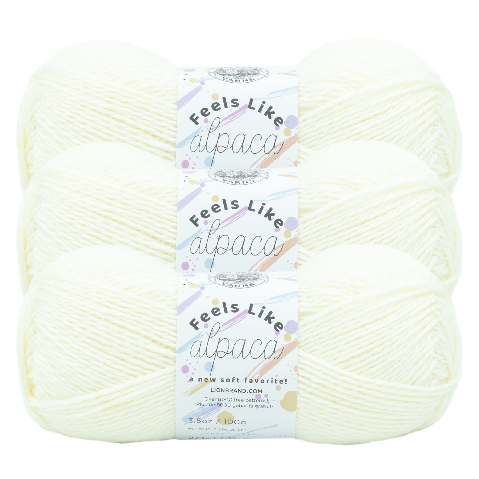 Lion Brand Yarn Feels Like Alpaca Ecru Light Acrylic, Polyester, Nylon ...