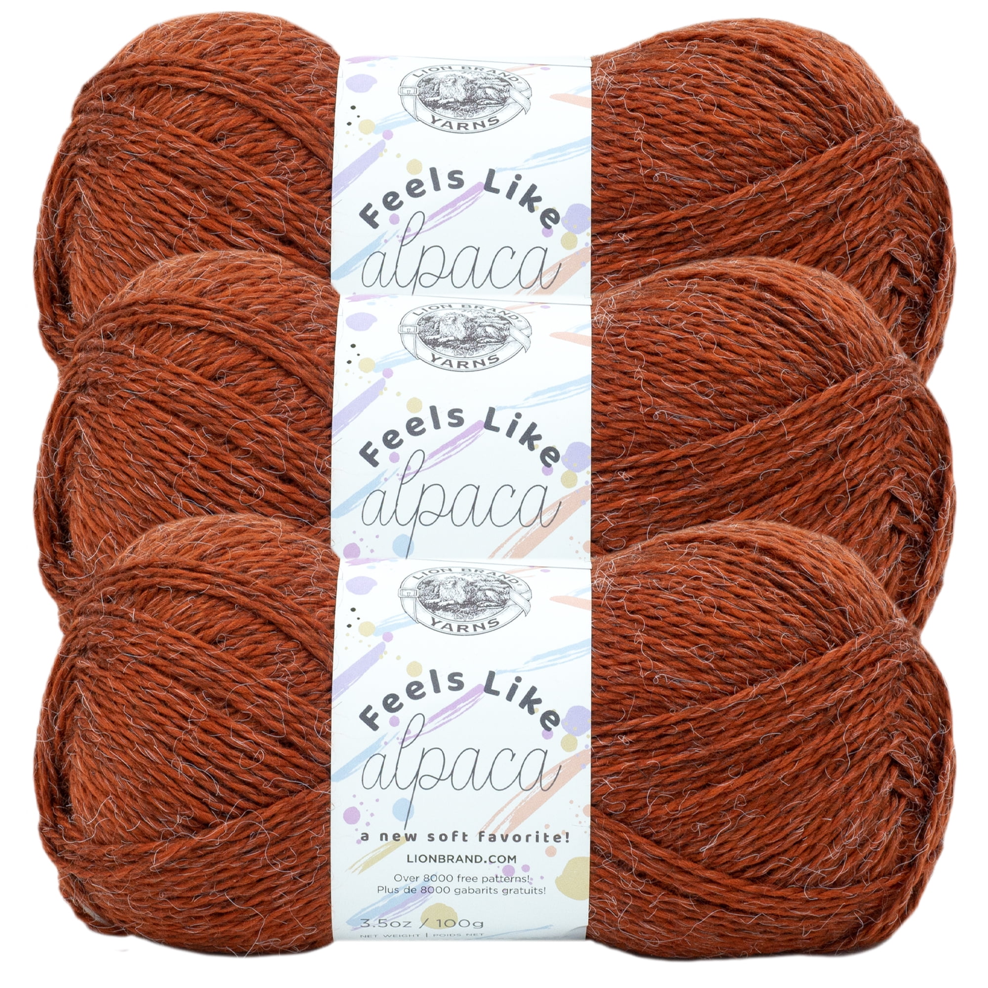 Lion Brand Yarn Feels Like Alpaca Rust Light Acrylic, Polyester, Nylon ...