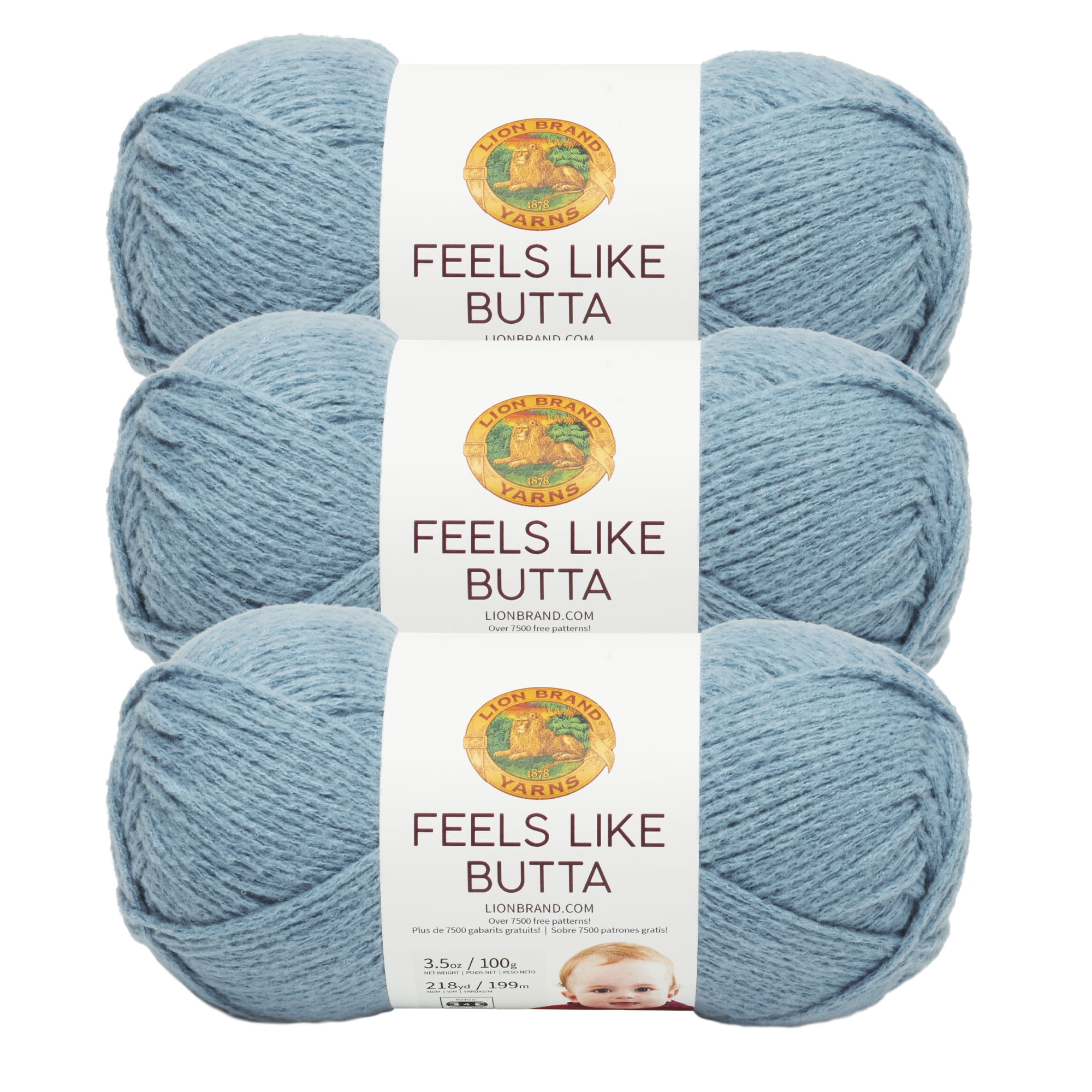 Lion Brand Yarn Feels Like Butta Dusty Blue Super Soft Baby Medium ...