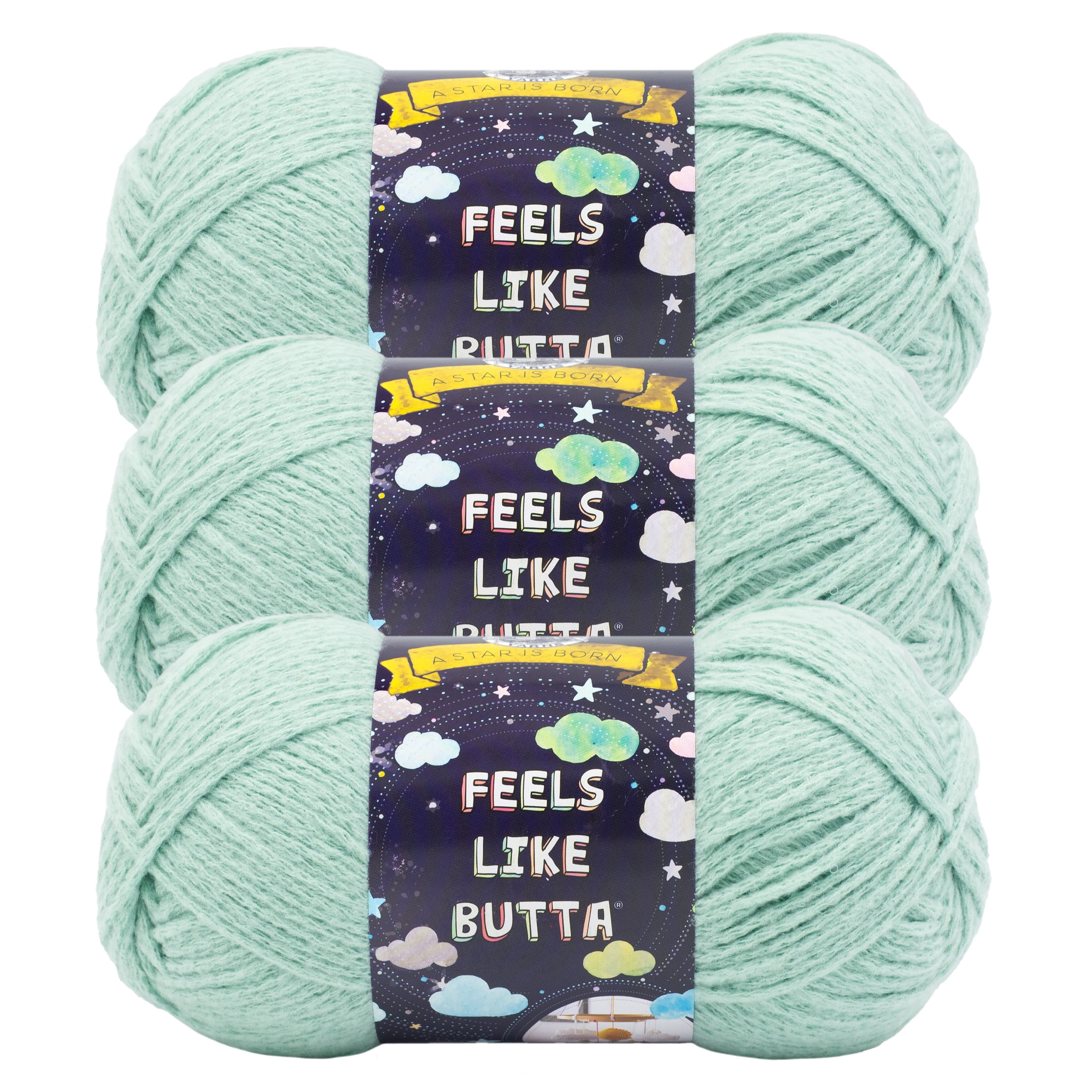 Lion Brand Yarn Feels Like Butta Seafoam Medium Polyester Yarn 3 Pack ...