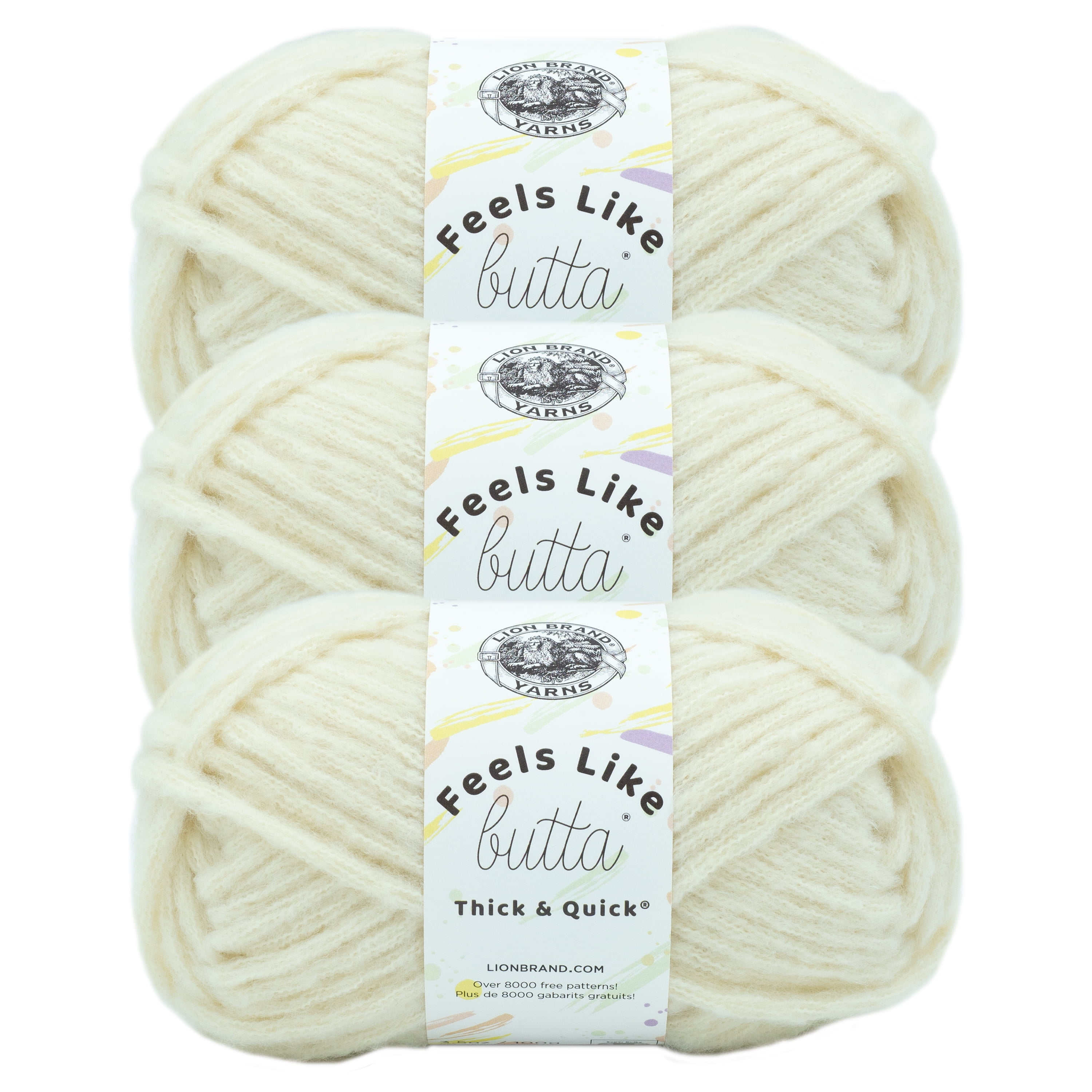 Lion Brand Yarn Feels Like Butta Thick & Quick Antique White Super ...