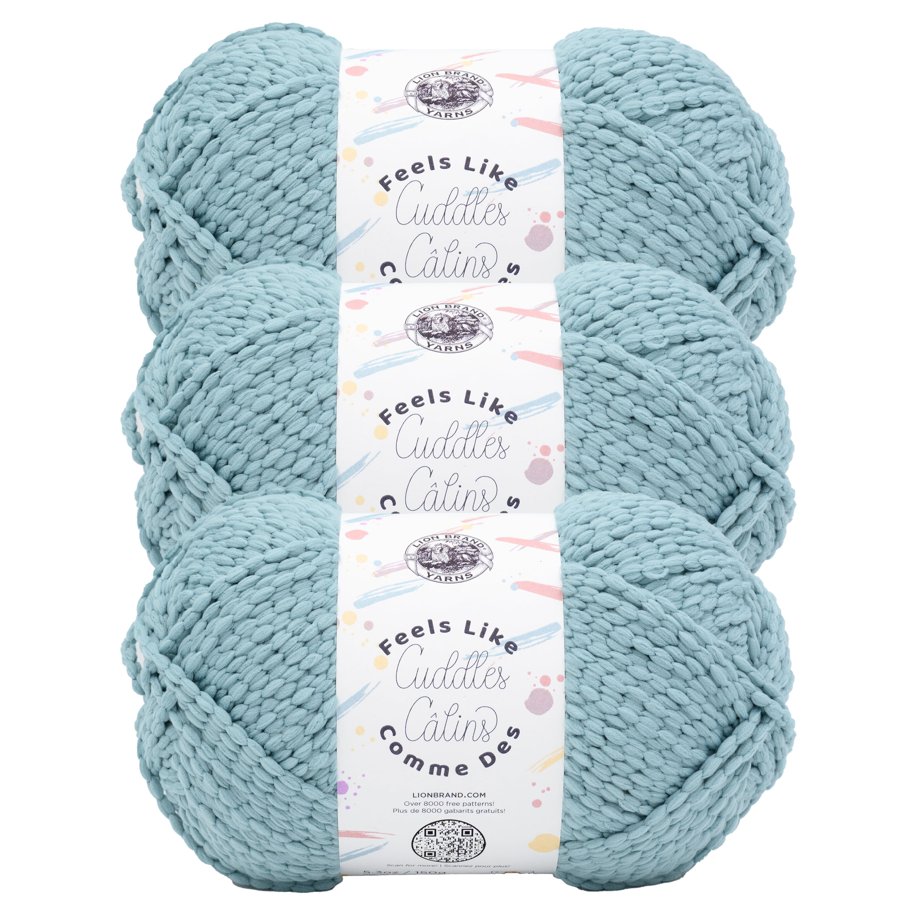 Lion Brand Yarn Feels Like Cuddles Aquifer Bulky Polyester Yarn 3 Pack ...