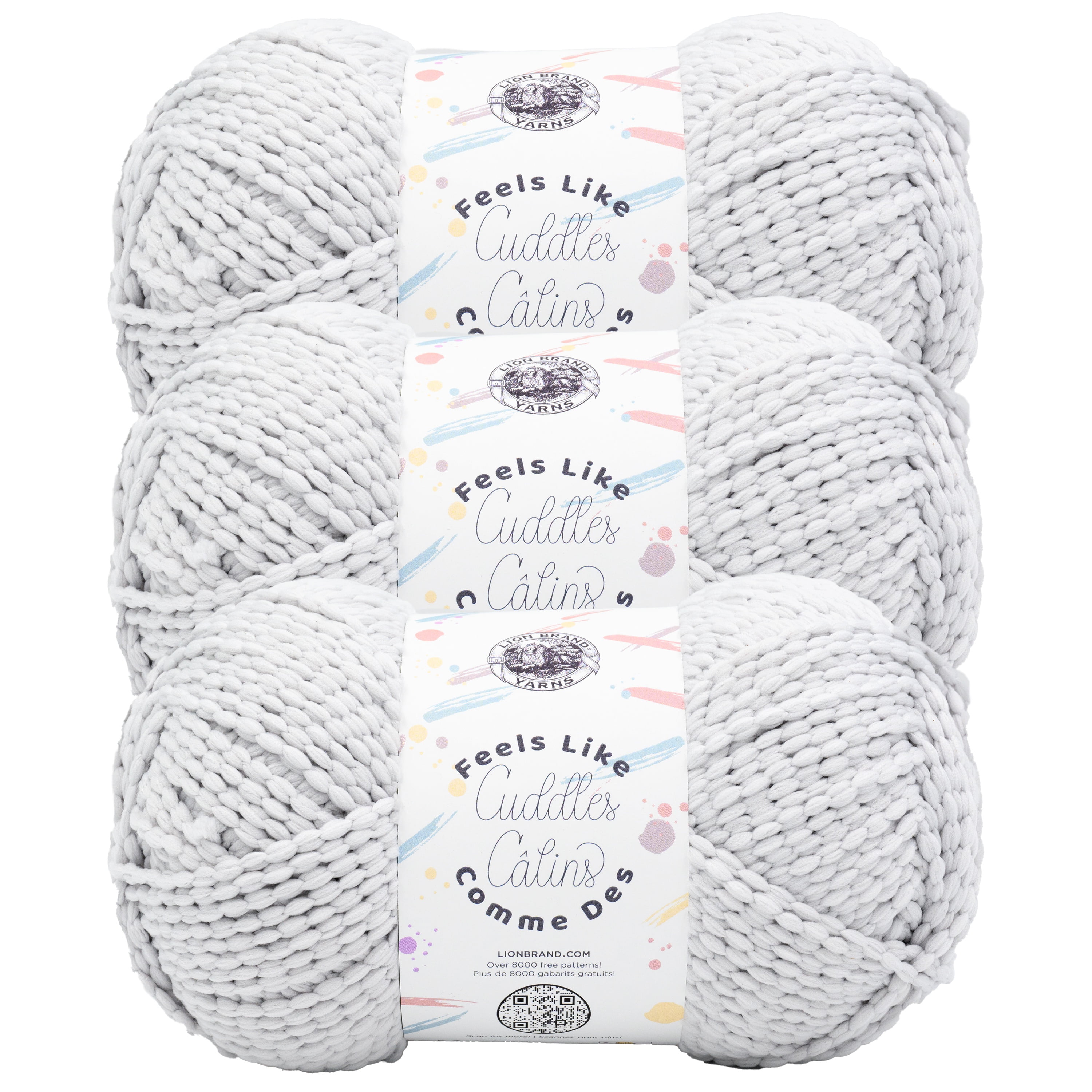 Lion Brand Yarn Feels Like Cuddles Silver Cloud Bulky Polyester Yarn 3 ...