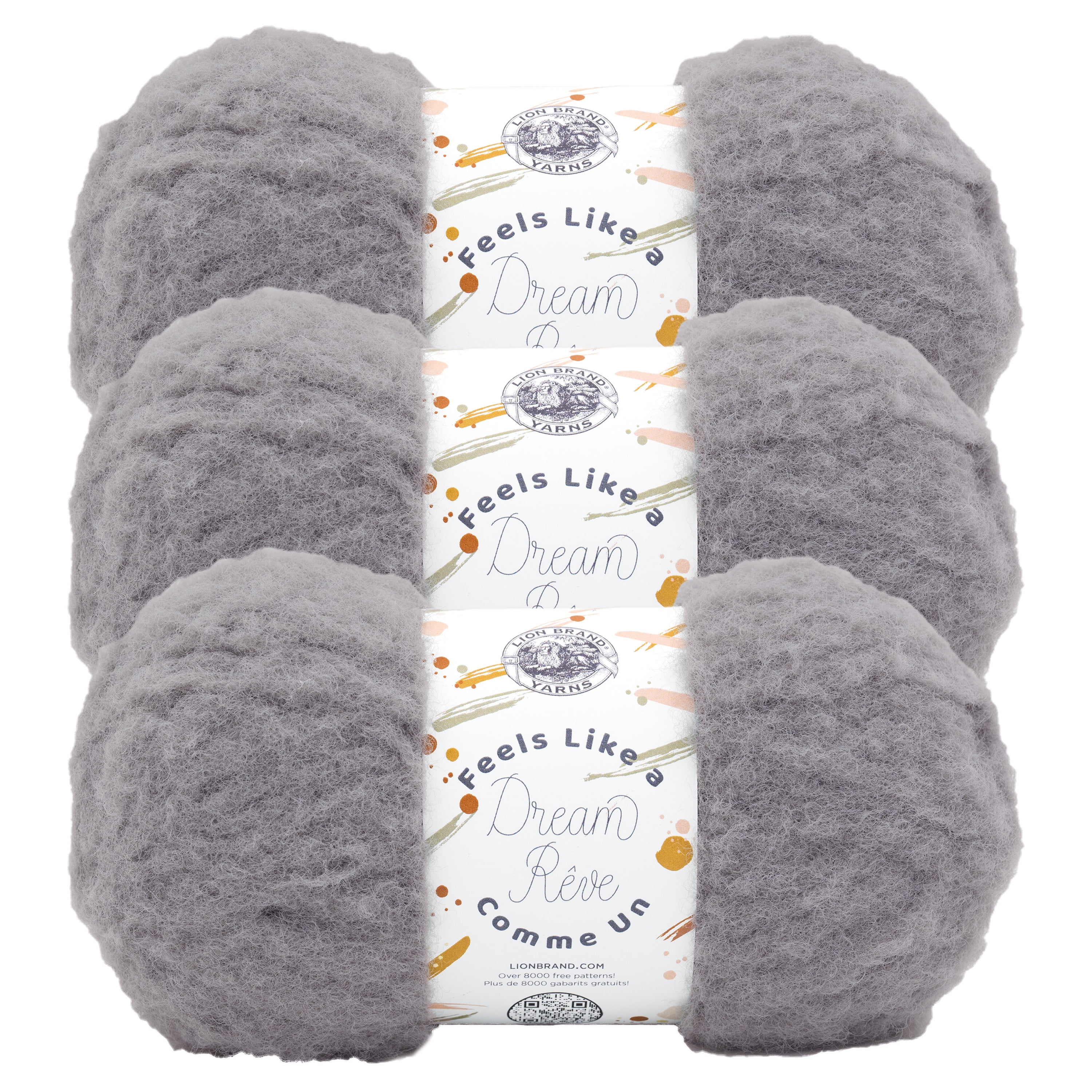 Lion Brand Yarn Feels Like a Dream Sleet Bulky Nylon Yarn 3 Pack ...