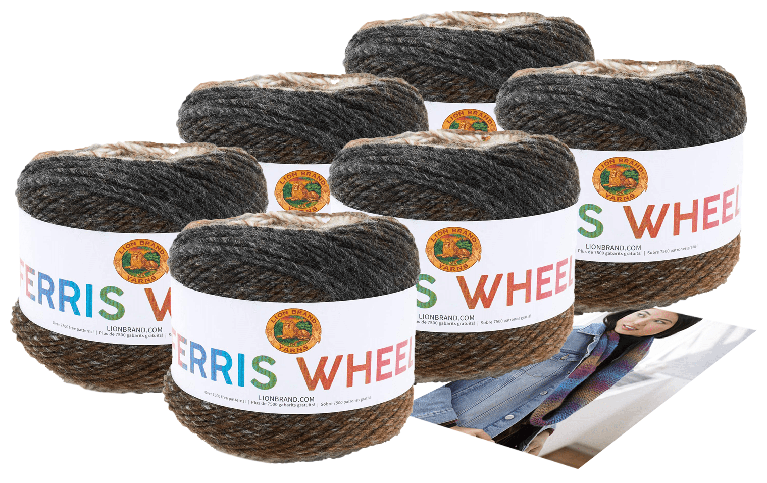 Lion Brand Yarn - Ferris Wheel - 6 Pack (Morning Java) - Walmart.com