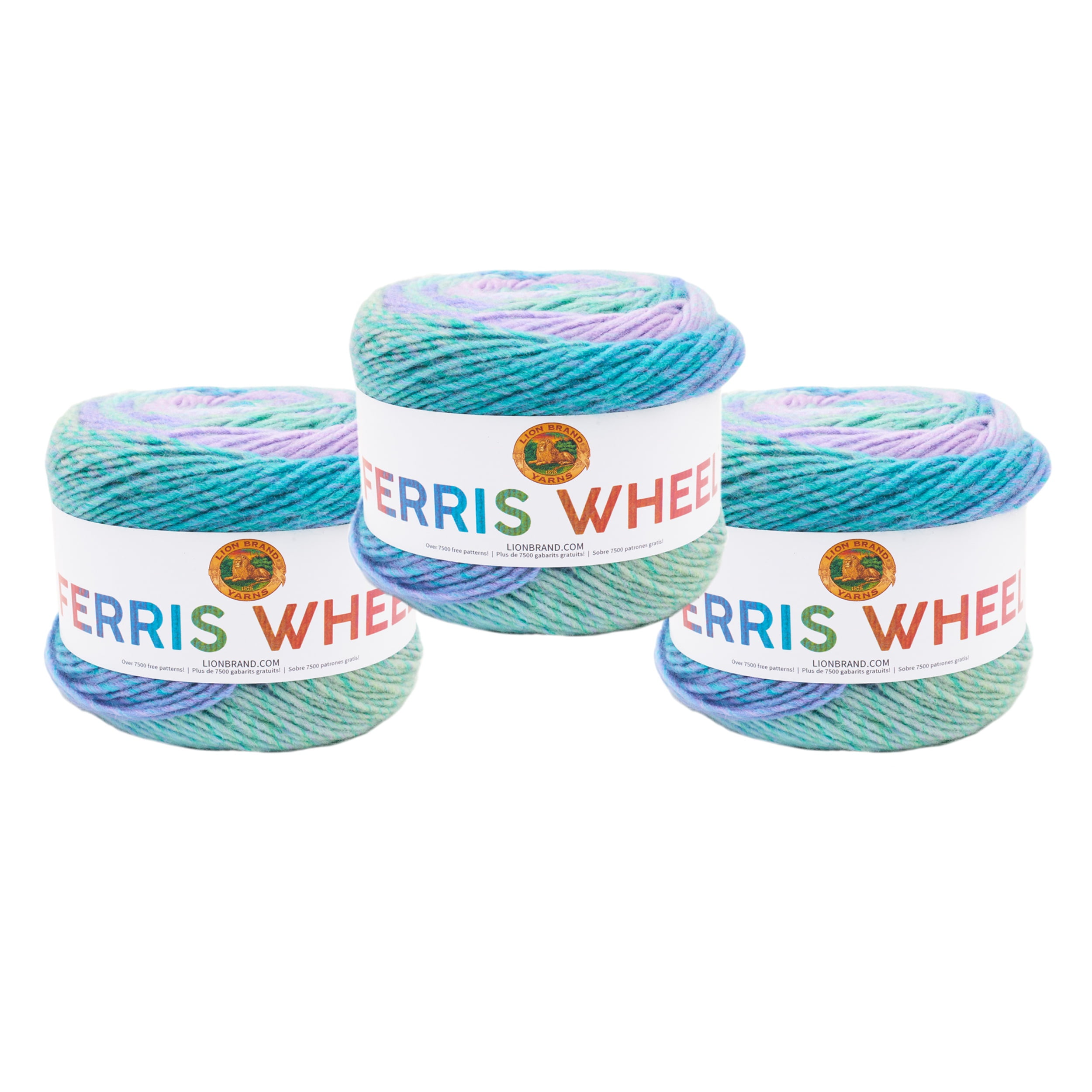 Lion Brand Yarn Ferris Wheel Cotton Candy Medium Acrylic Yarn 3 Pack ...