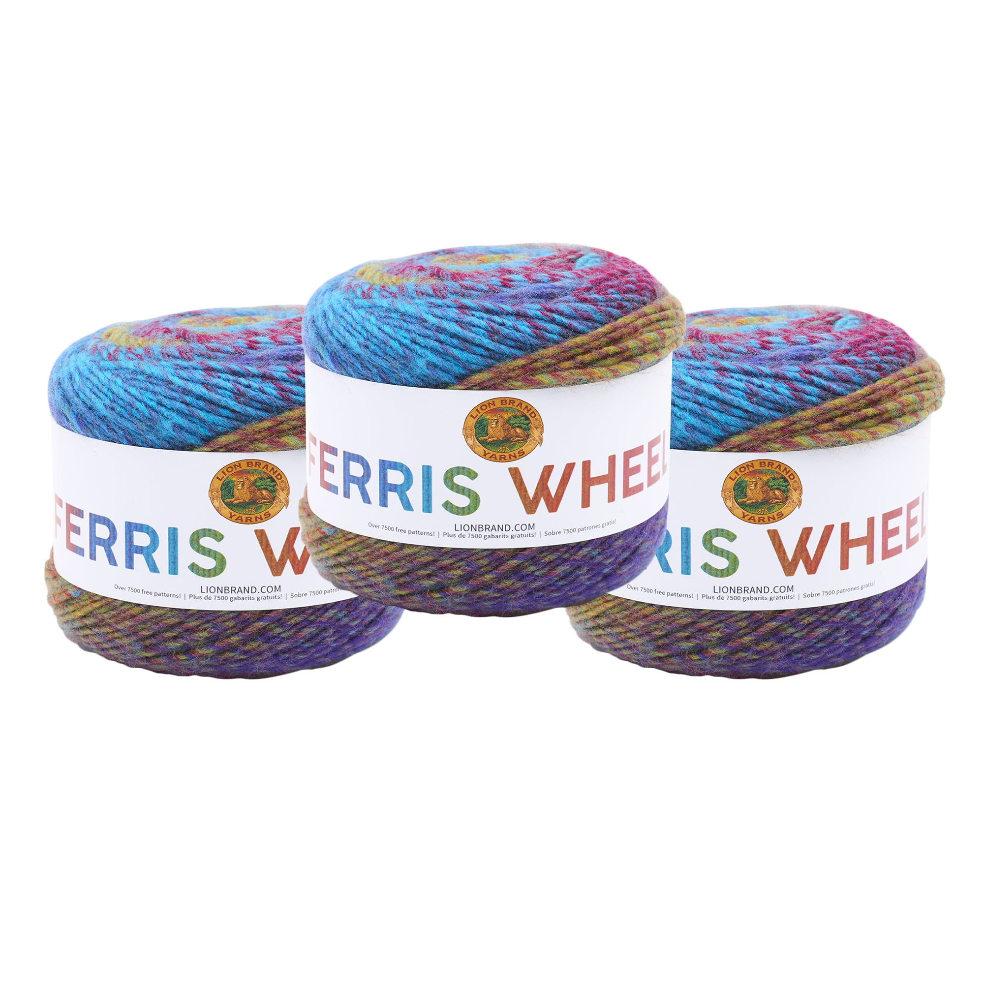 Lion Brand Yarn Ferris Wheel Vintage Carousel Self-Striping Cake Medium ...