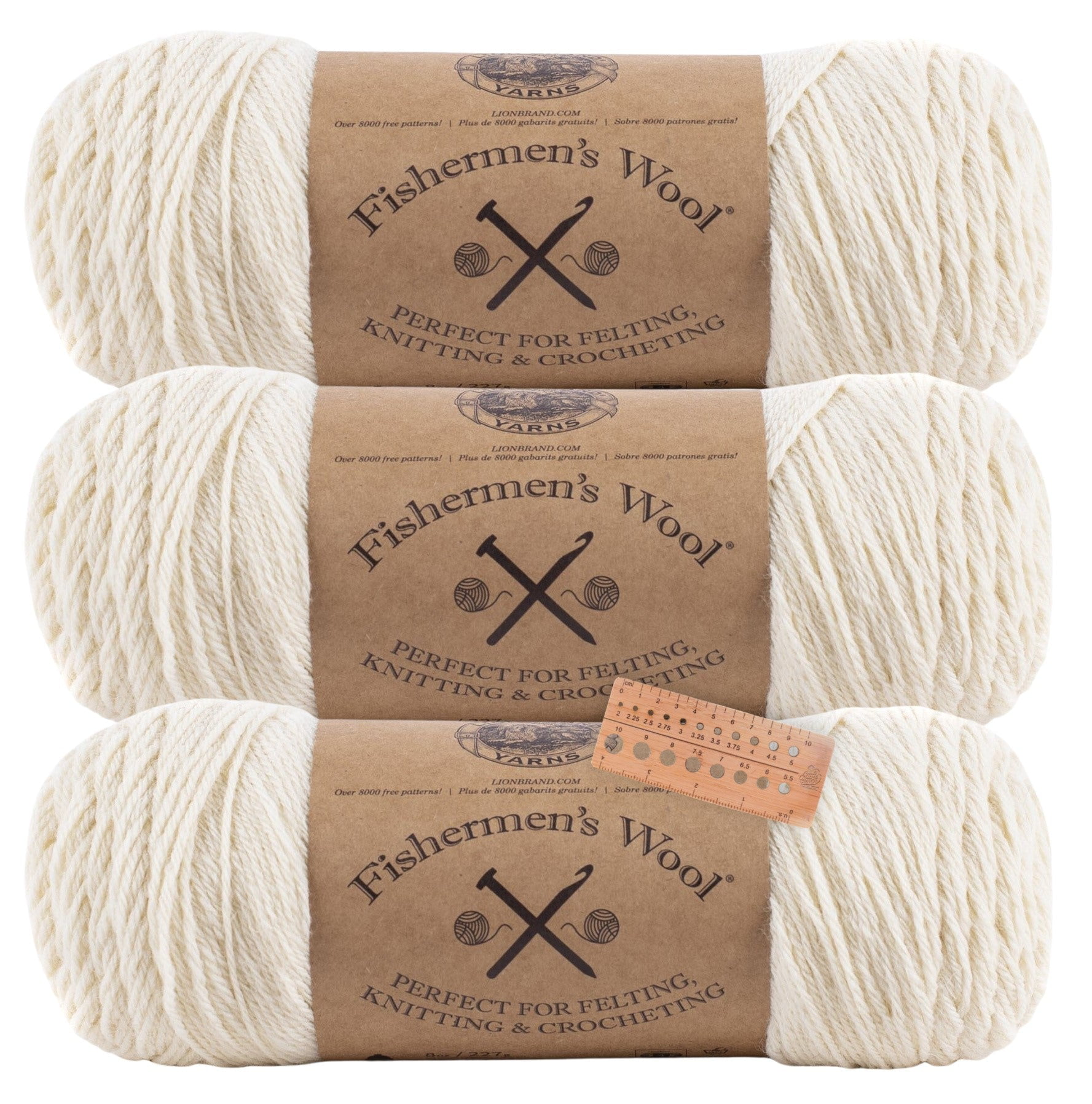 Lion Brand Yarn - Fishermen's Wool - 3 Pack (Natural) - Walmart.com