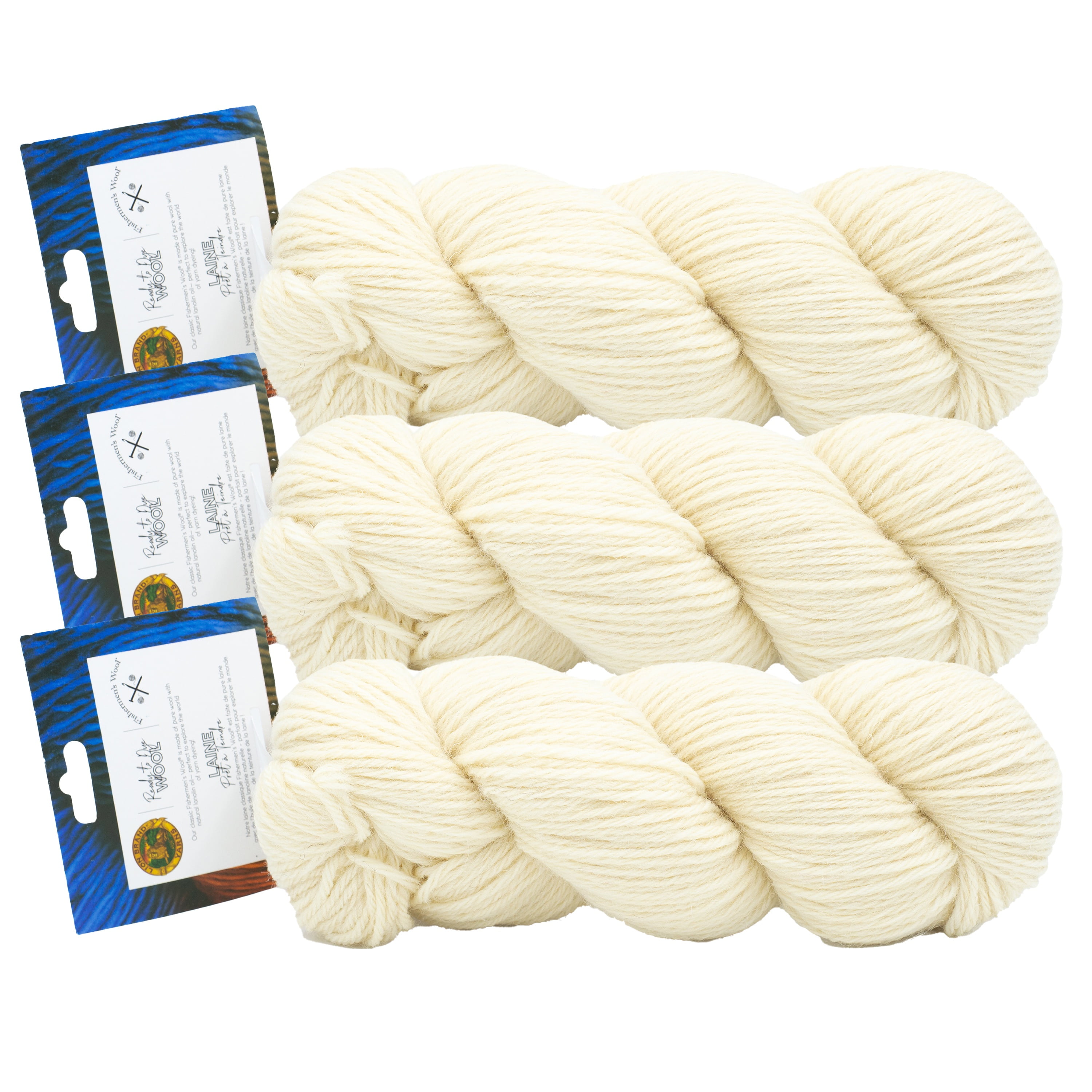 Lion Brand Yarn Fishermen's Wool Ready to Dye Hank Natural 106-098AZ ...