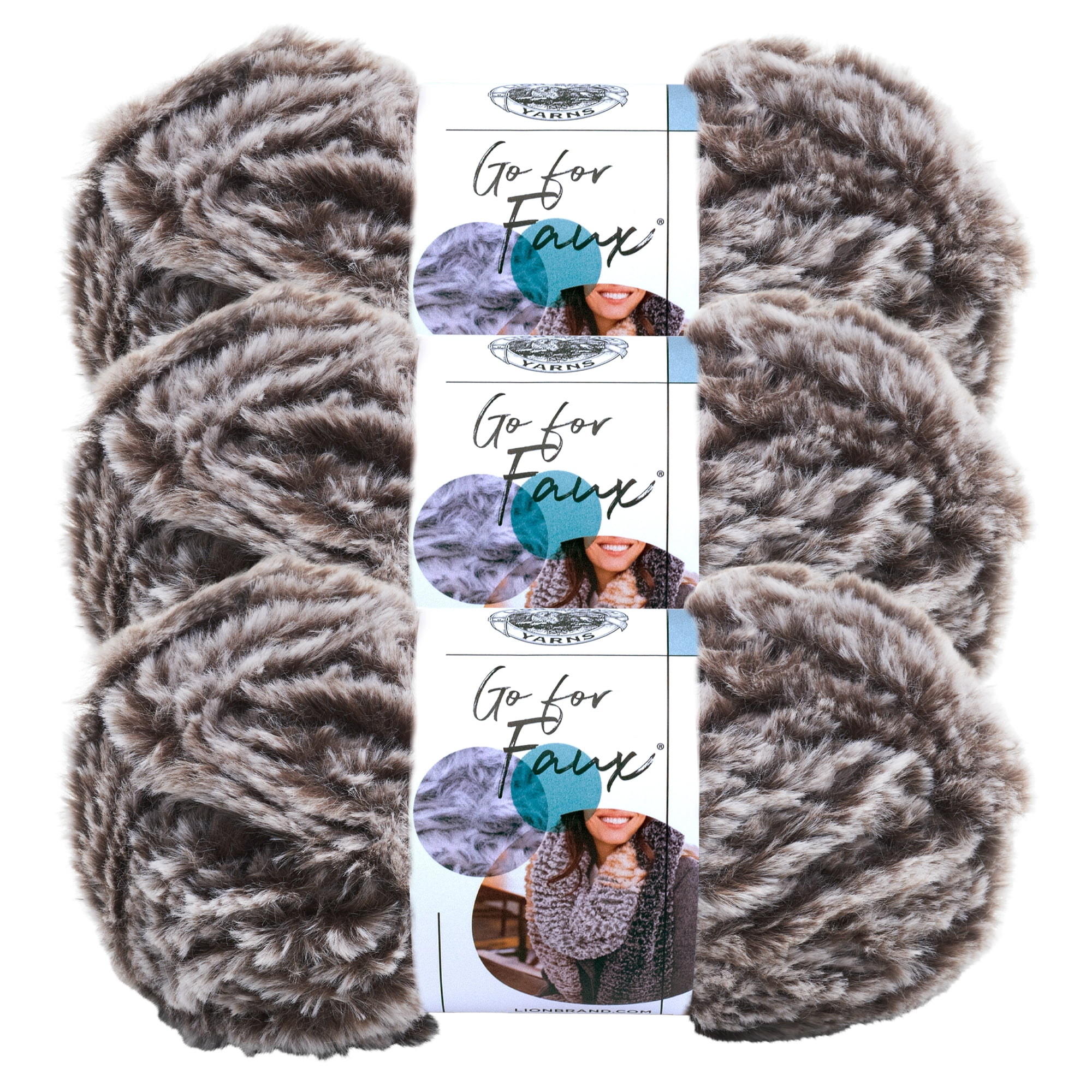 Lion Brand Yarn Go For Faux Bear Faux Fur Super Bulky Polyester Brown ...