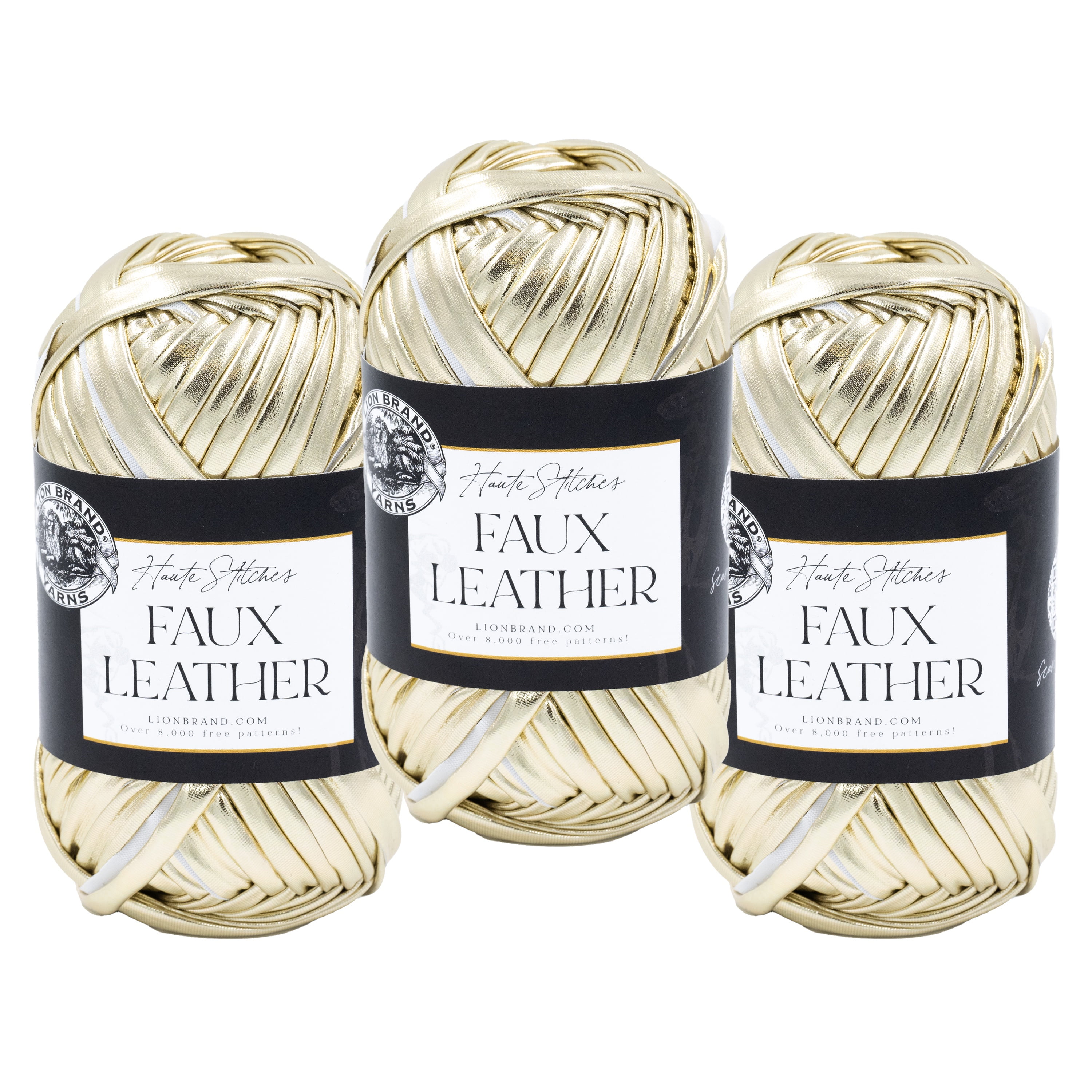 Lion Brand Yarn Haute Stitches Faux Leather Gold Super Bulky Polyester ...
