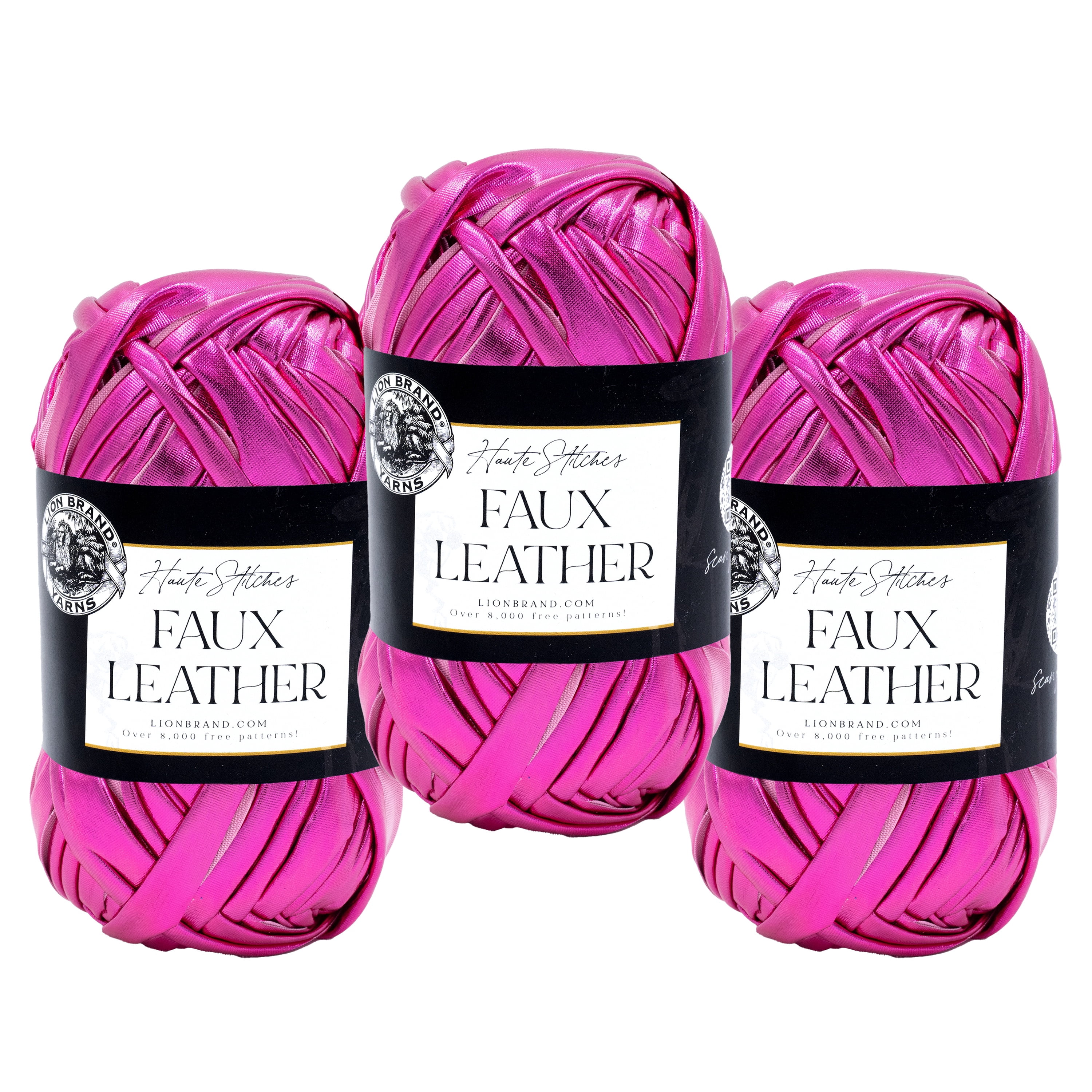 Lion Brand Yarn Haute Stitches Faux Leather Hot Pink Super Bulky ...
