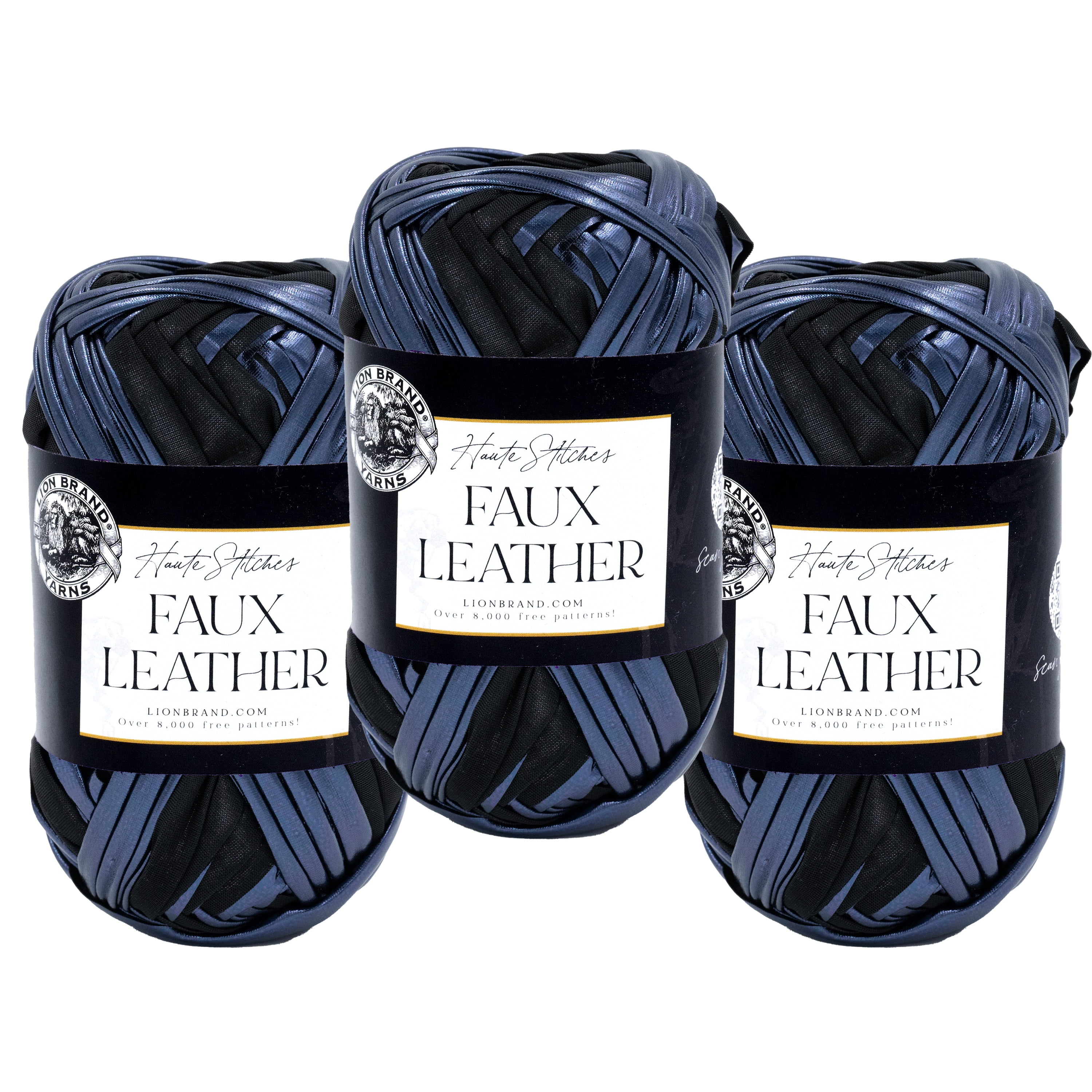 Lion Brand Yarn Haute Stitches Faux Leather Ink Super Bulky Polyester ...