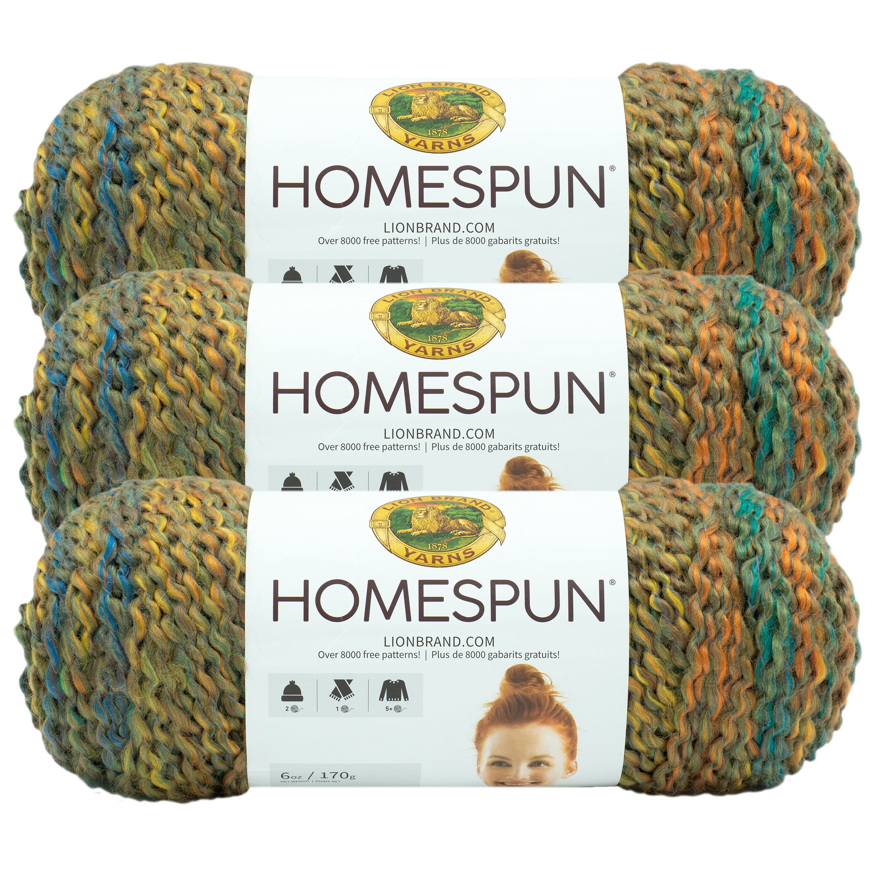 Lion Brand Yarn Homespun Painted Desert, Orange & Blue Mixed Yarn, 790 ...