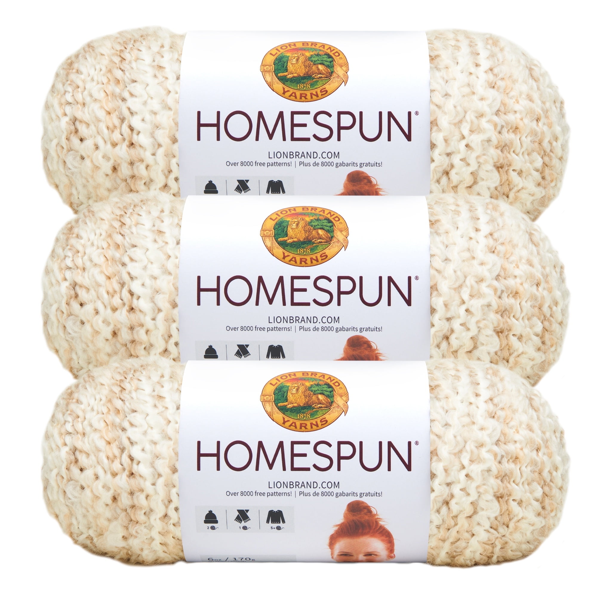 Lion Brand Yarn Homespun Pearls, off-white mixed yarn, 790-412A Bulky ...
