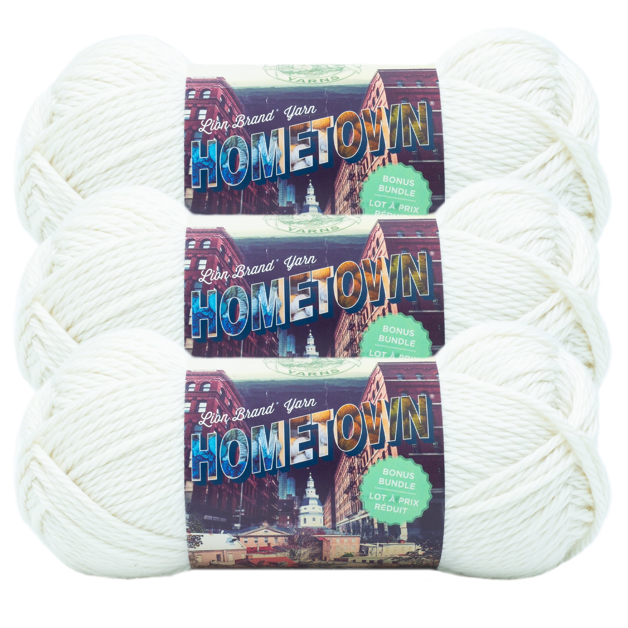 Lion Brand Yarn Hometown Bonus Bundle Houston Cream Super Bulky Acrylic ...