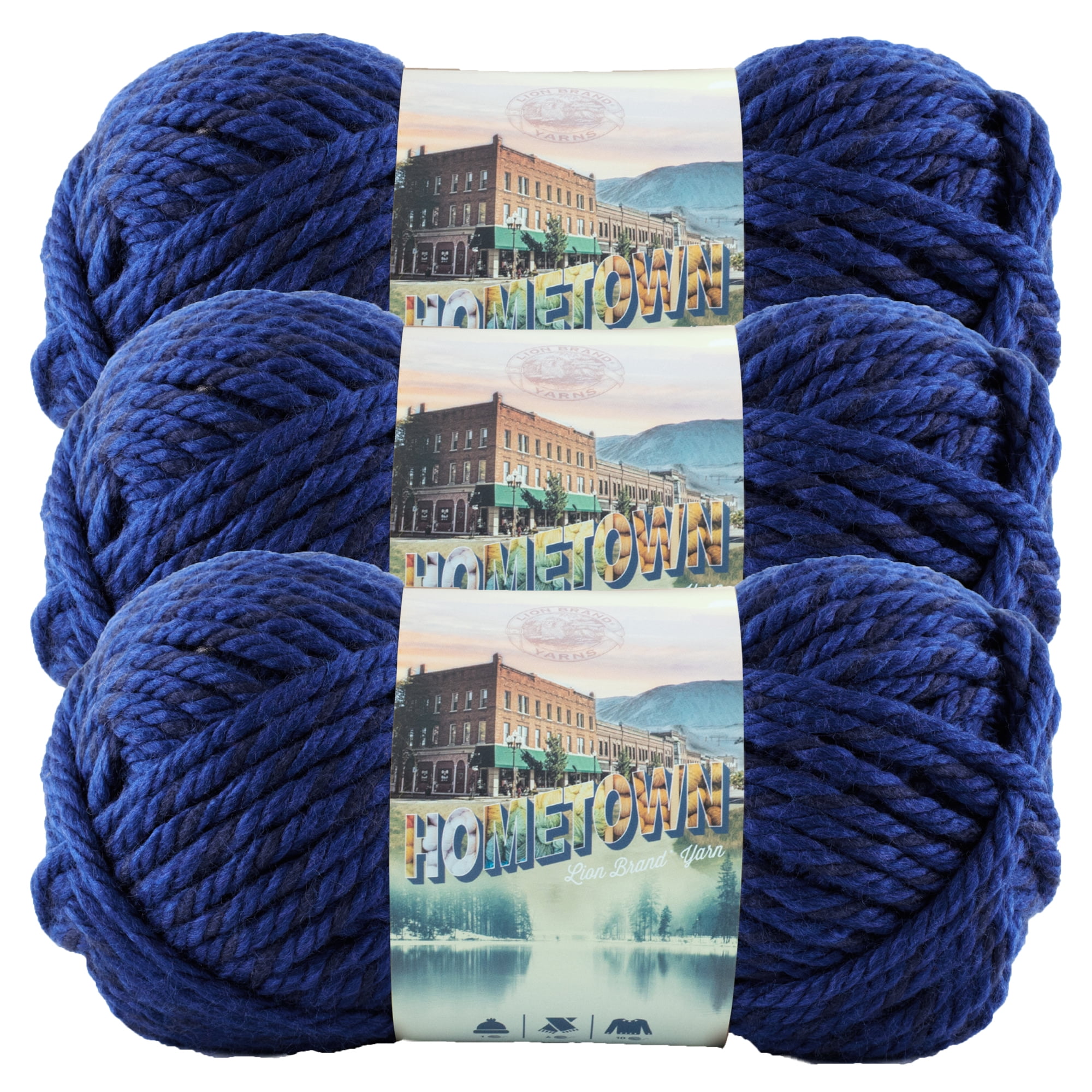 Lion Brand Yarn Hometown Fort Worth Super Bulky Acrylic Blue Yarn 3 ...