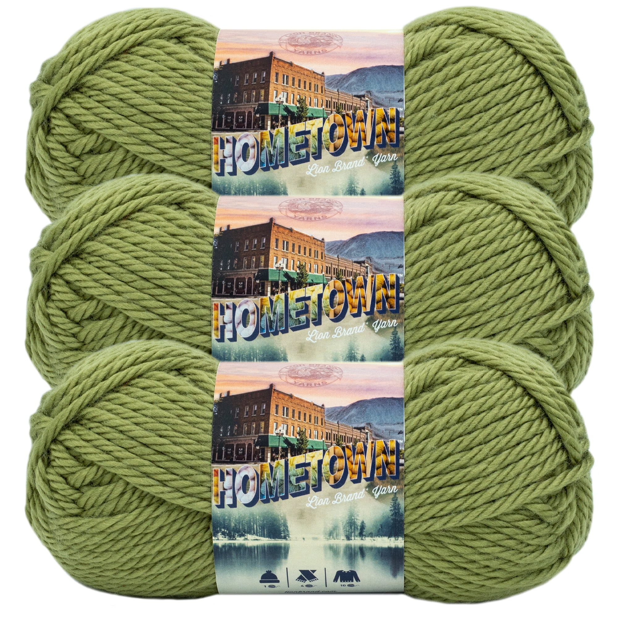 Lion Brand Yarn Hometown Lakeland Olive Basic Super Bulky Acrylic Green ...