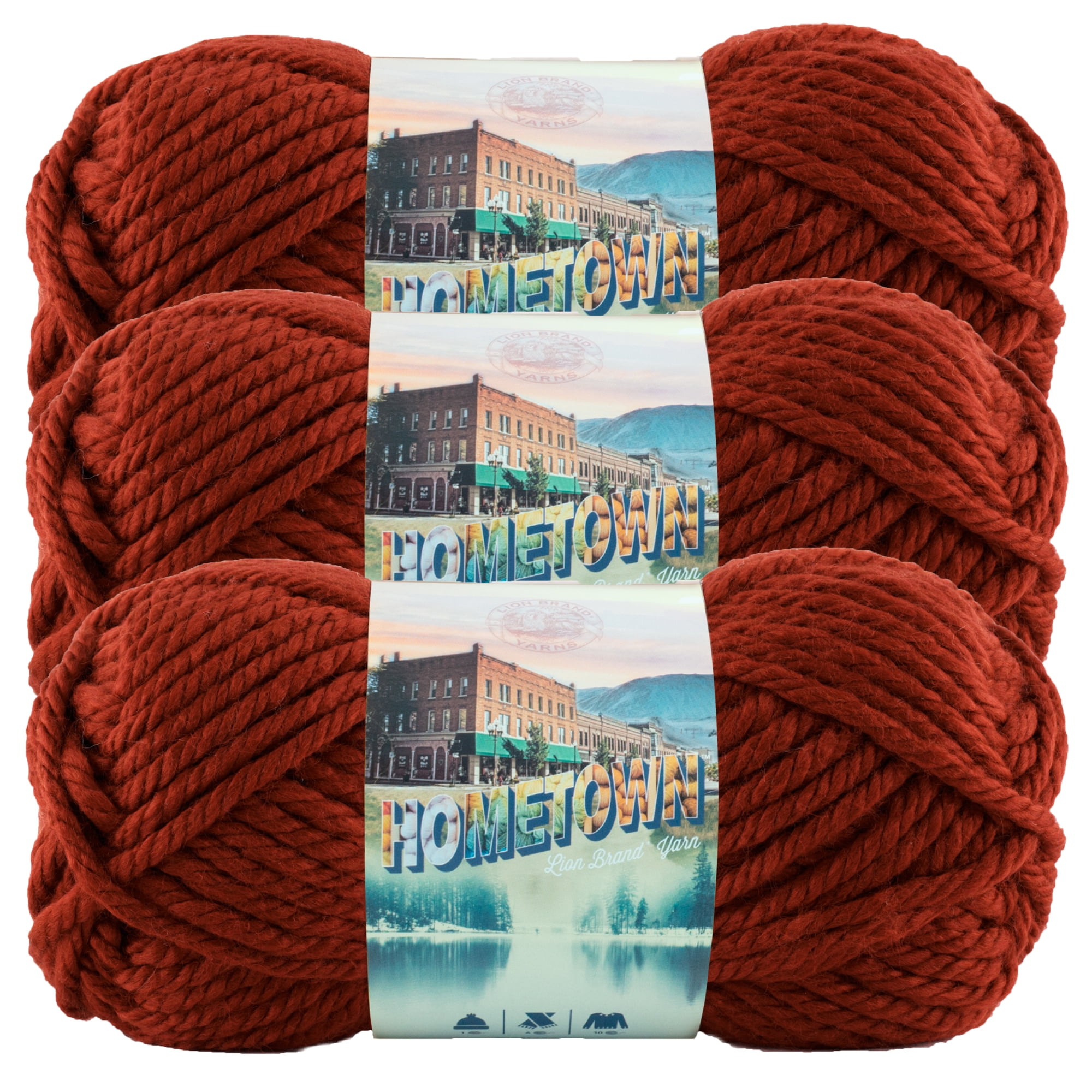 Lion Brand Yarn Hometown Tampa Spice Basic Super Bulky Acrylic Red Yarn ...