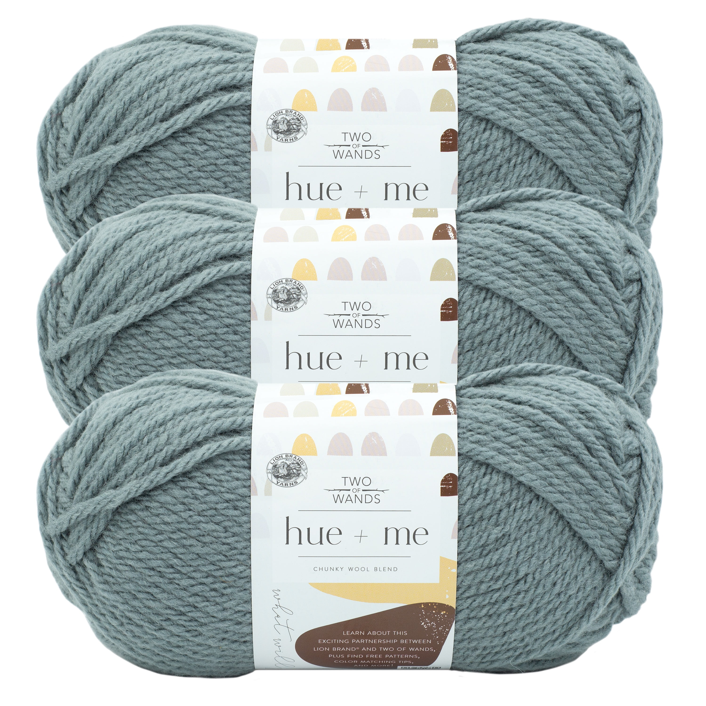 Lion Brand Yarn Hue + Me Harbor Bulky Acrylic, Wool Blue Yarn 3 Pack ...
