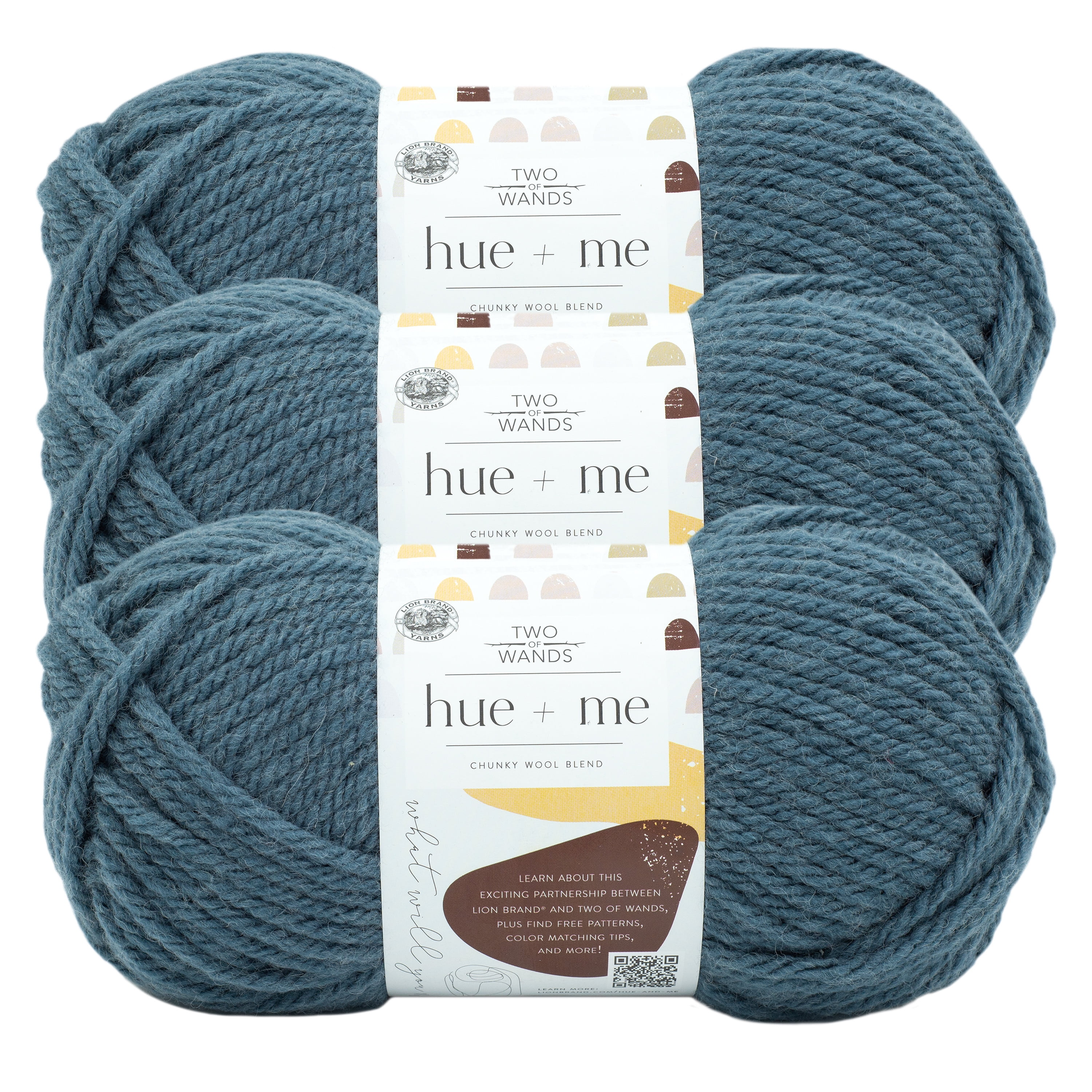 Lion Brand Yarn Hue + Me Marine Bulky Acrylic, Wool Blue Yarn 3 Pack ...