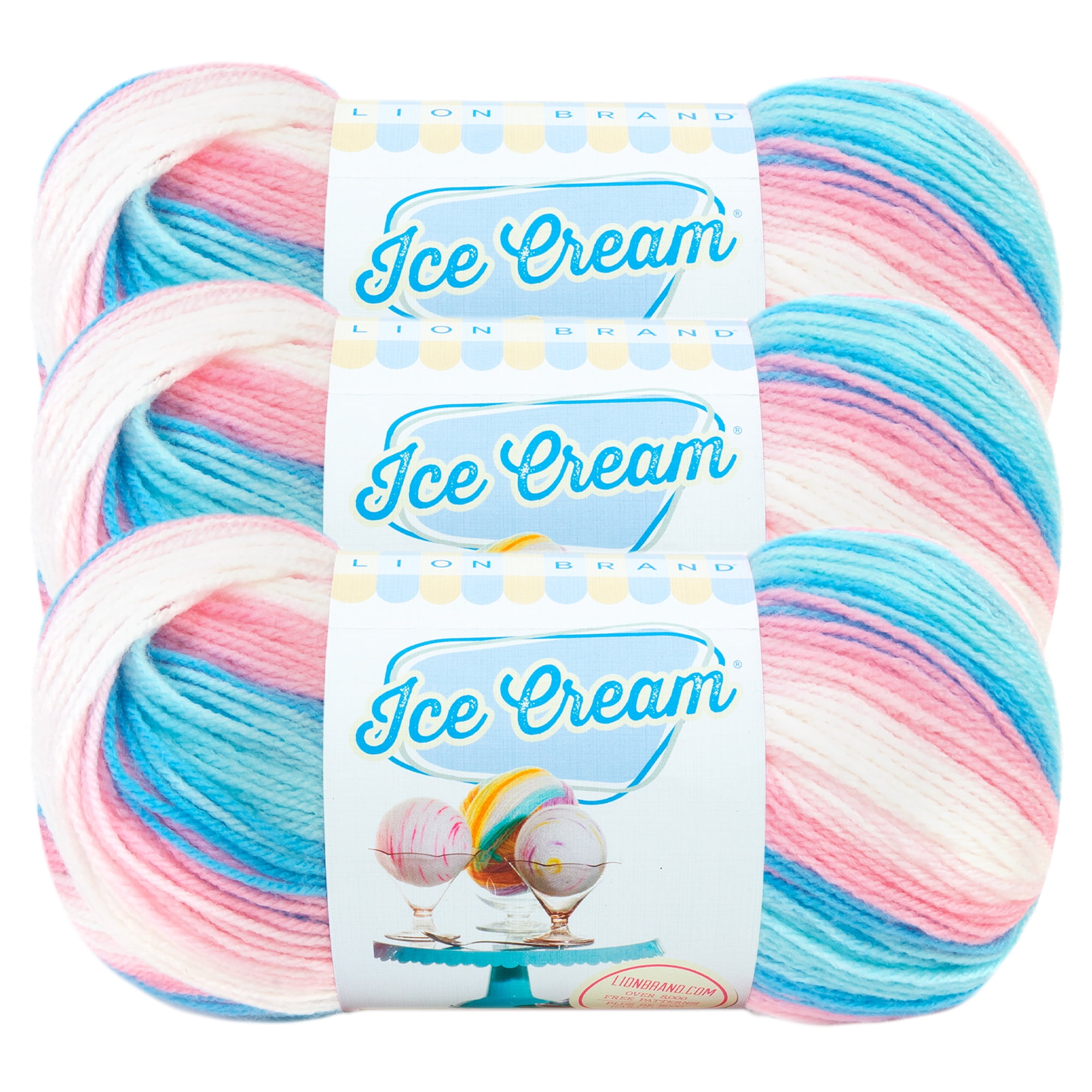 Lion Brand Yarn Ice Cream Cake Batter Light Acrylic Multi-color Yarn 3 ...