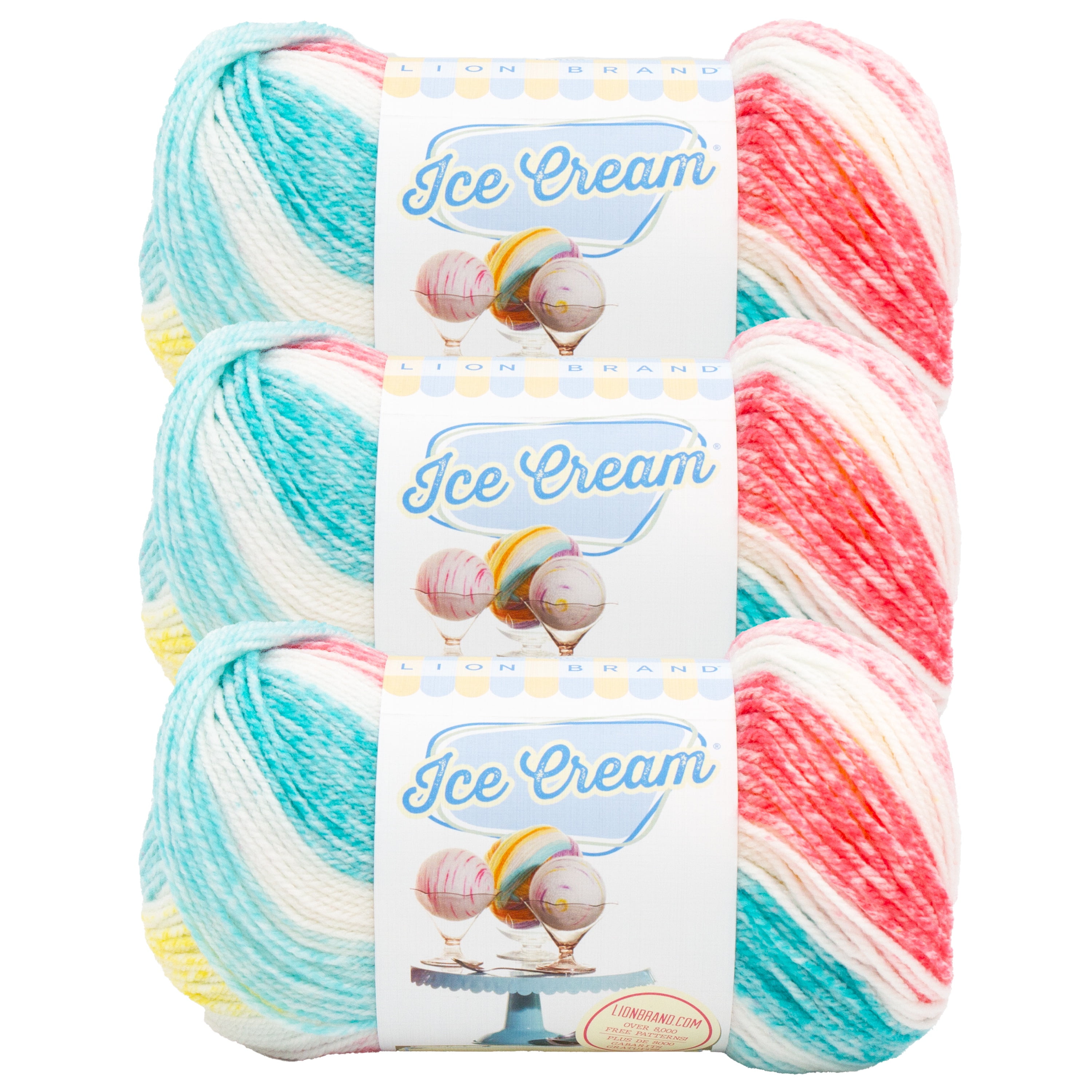Lion Brand Yarn Ice Cream Funfetti Light Acrylic Yarn 3 Pack - Walmart.com