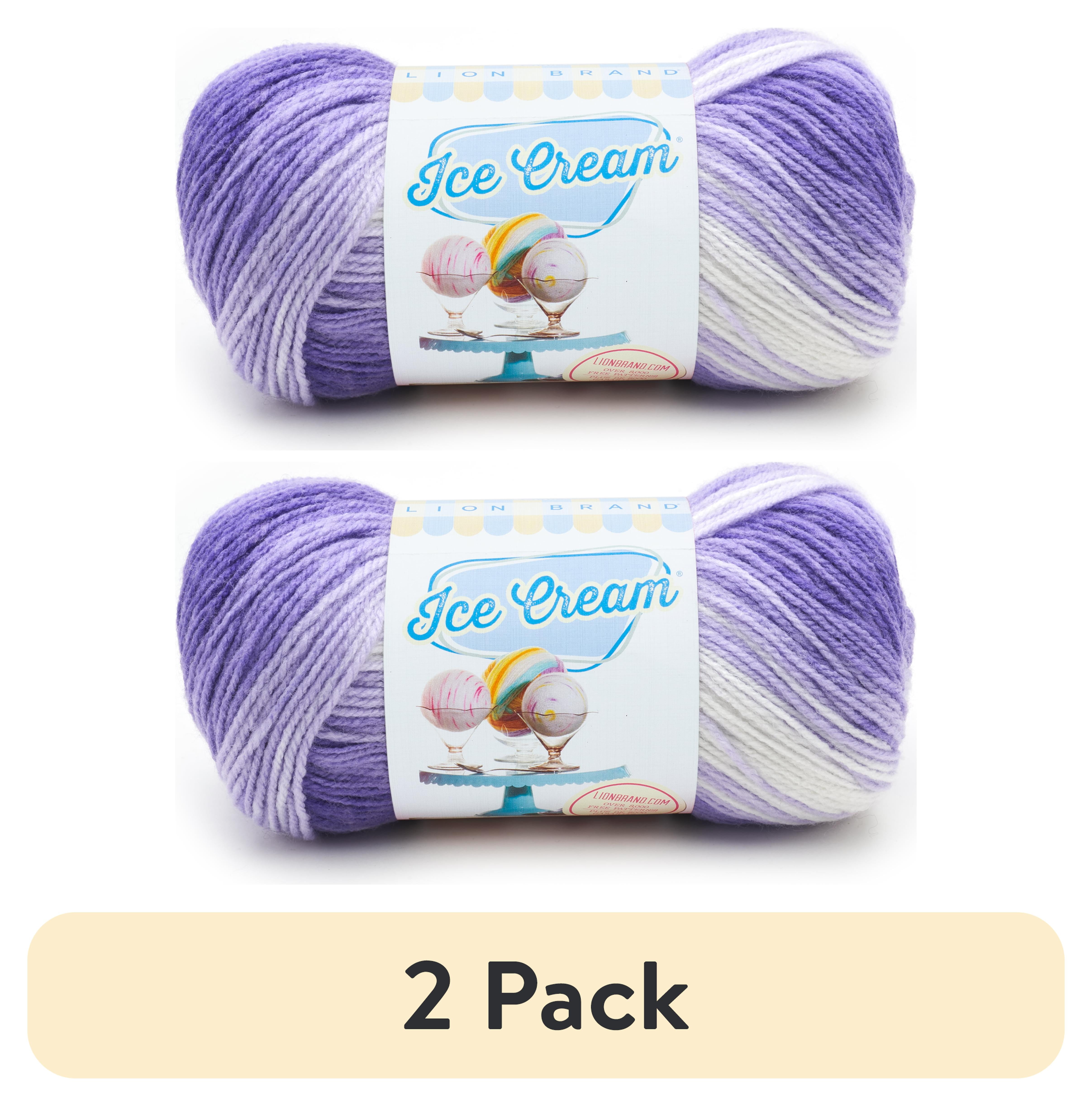 (2 pack) Lion Brand Yarn Ice Cream Grape Light Self-Striping Baby ...