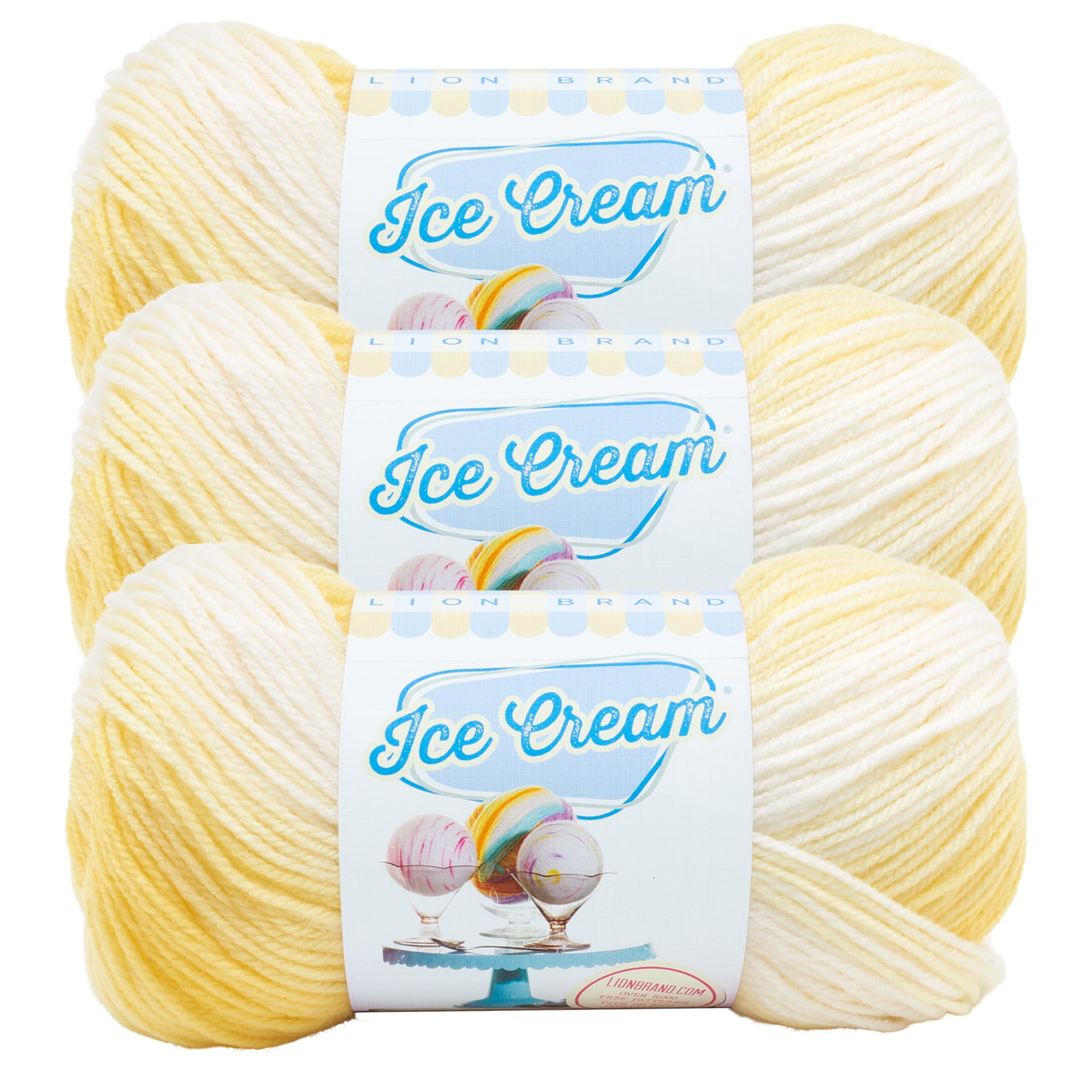 Lion Brand Yarn Ice Cream Lemon Meringue Light Acrylic Multi-color Yarn ...