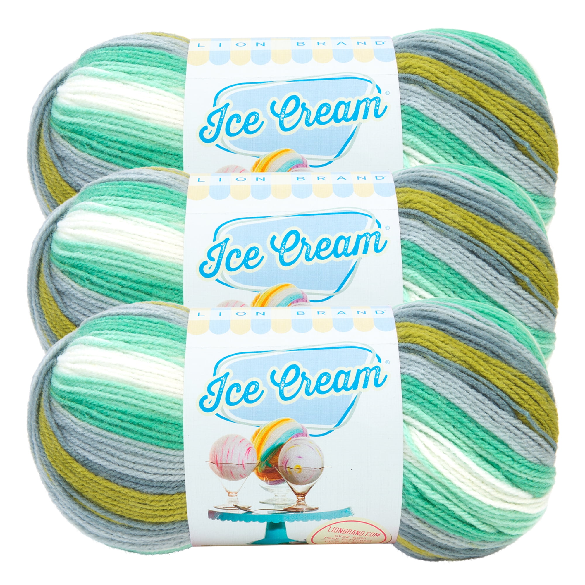 Lion Brand Yarn Ice Cream Pistachio Light Acrylic Multi-color Yarn 3 ...