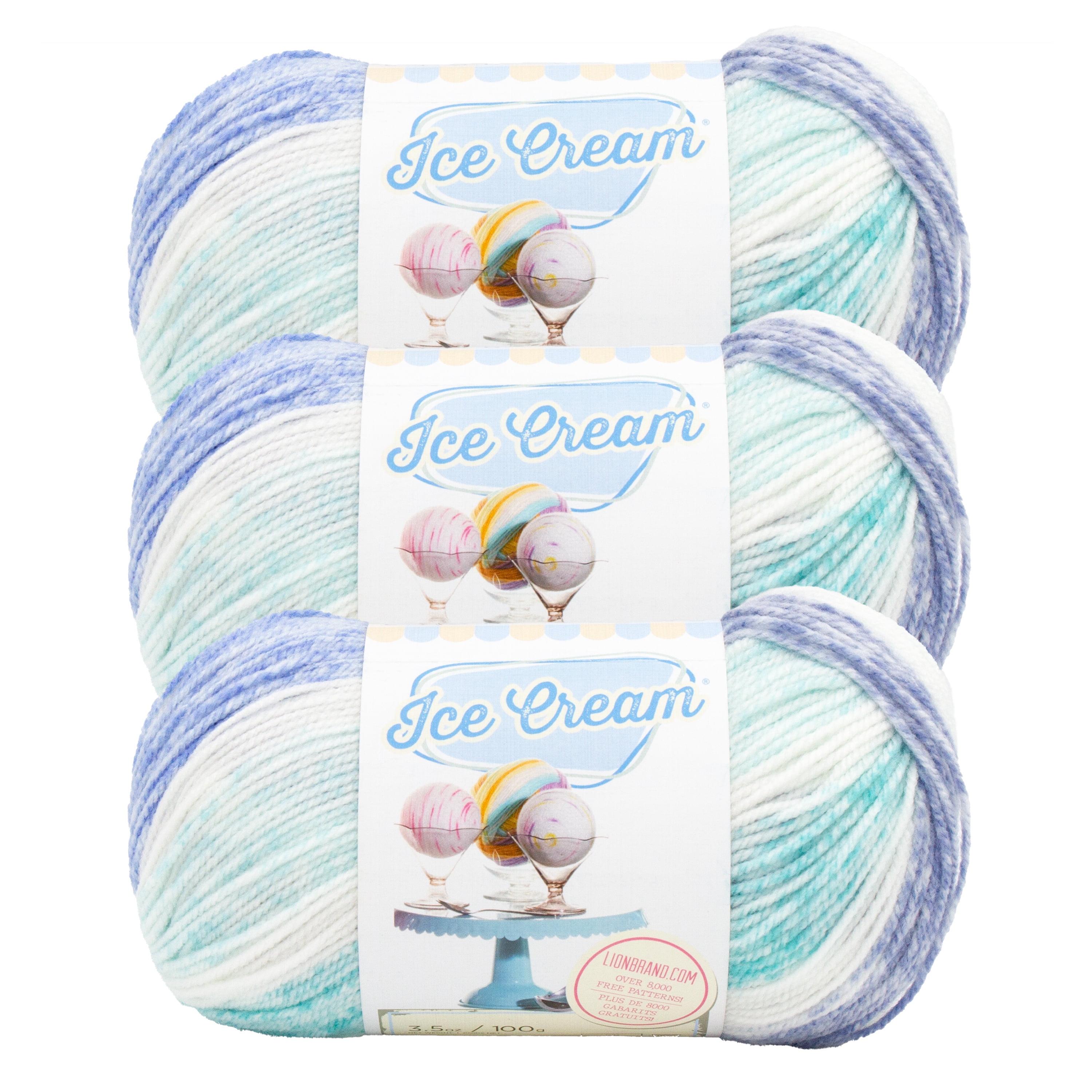 Lion Brand Yarn Ice Cream Smurf Light Acrylic Yarn 3 Pack - Walmart.com