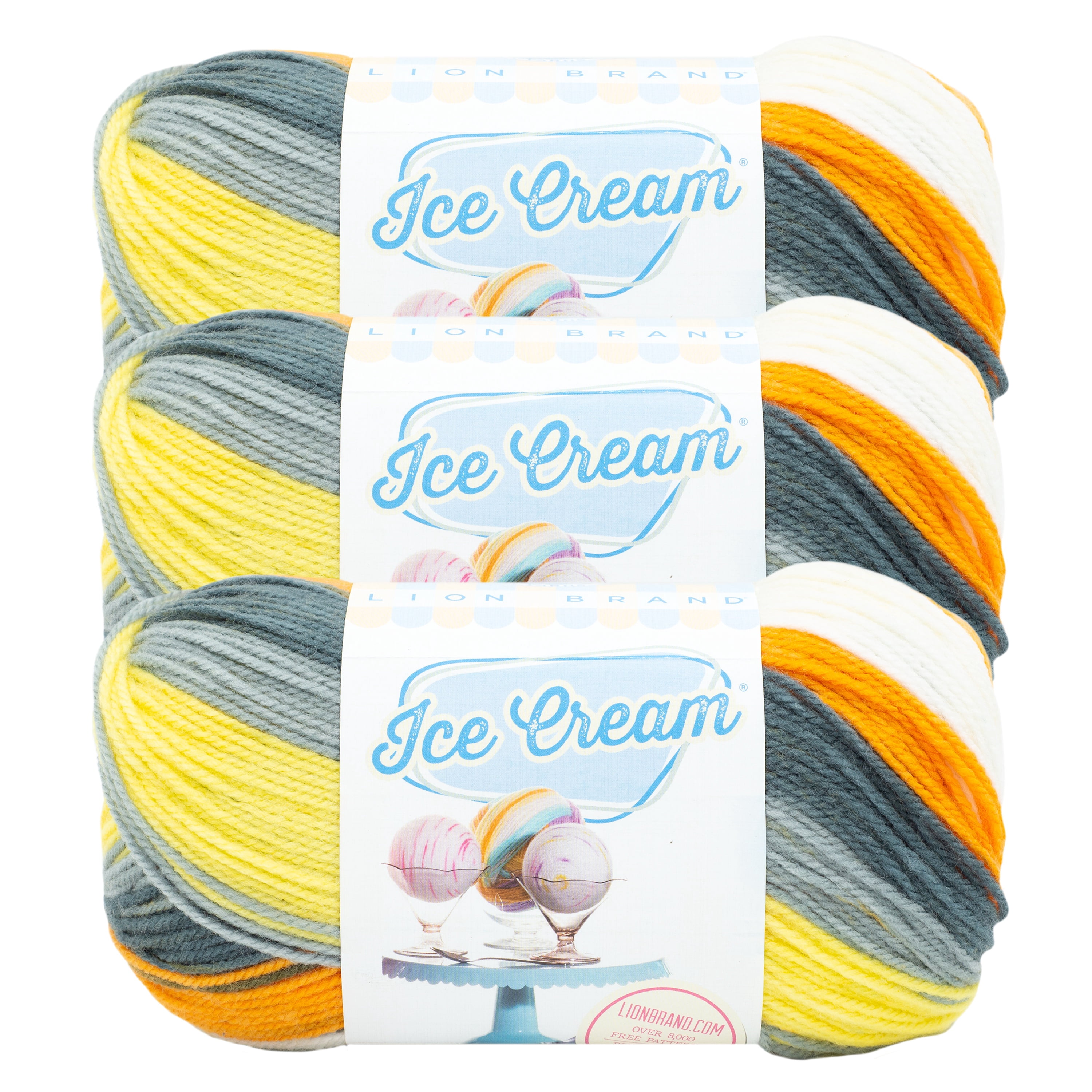 Lion Brand Yarn Ice Cream Tiger Tail Light Acrylic Yarn 3 Pack ...