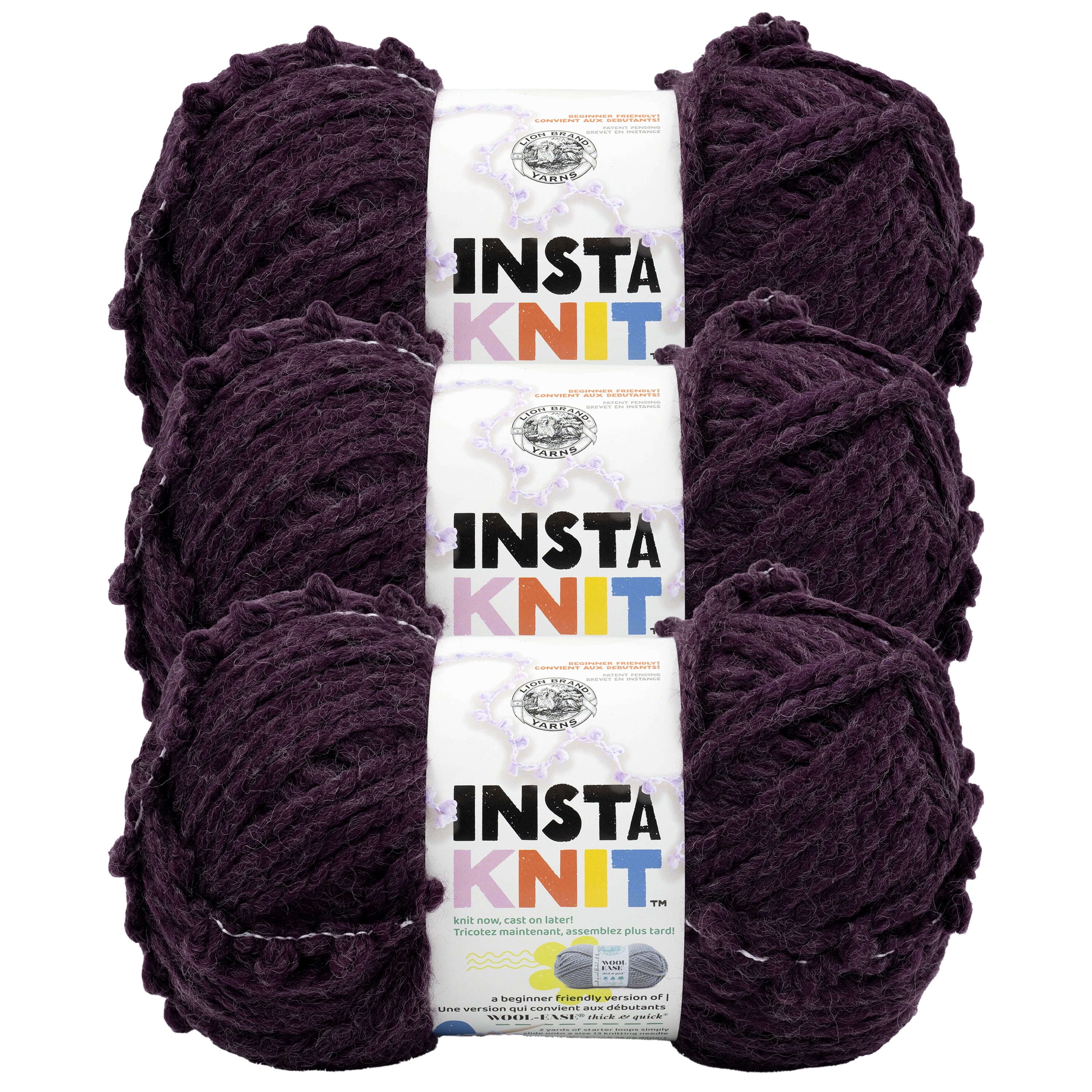 Lion Brand Yarn Insta Knit Plum Luck Super Bulky Acrylic, Wool ...
