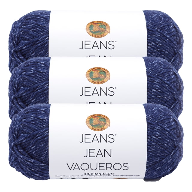 Lion Brand Yarn Jeans Classic Medium Acrylic Blue Yarn 3 Pack - Walmart.com