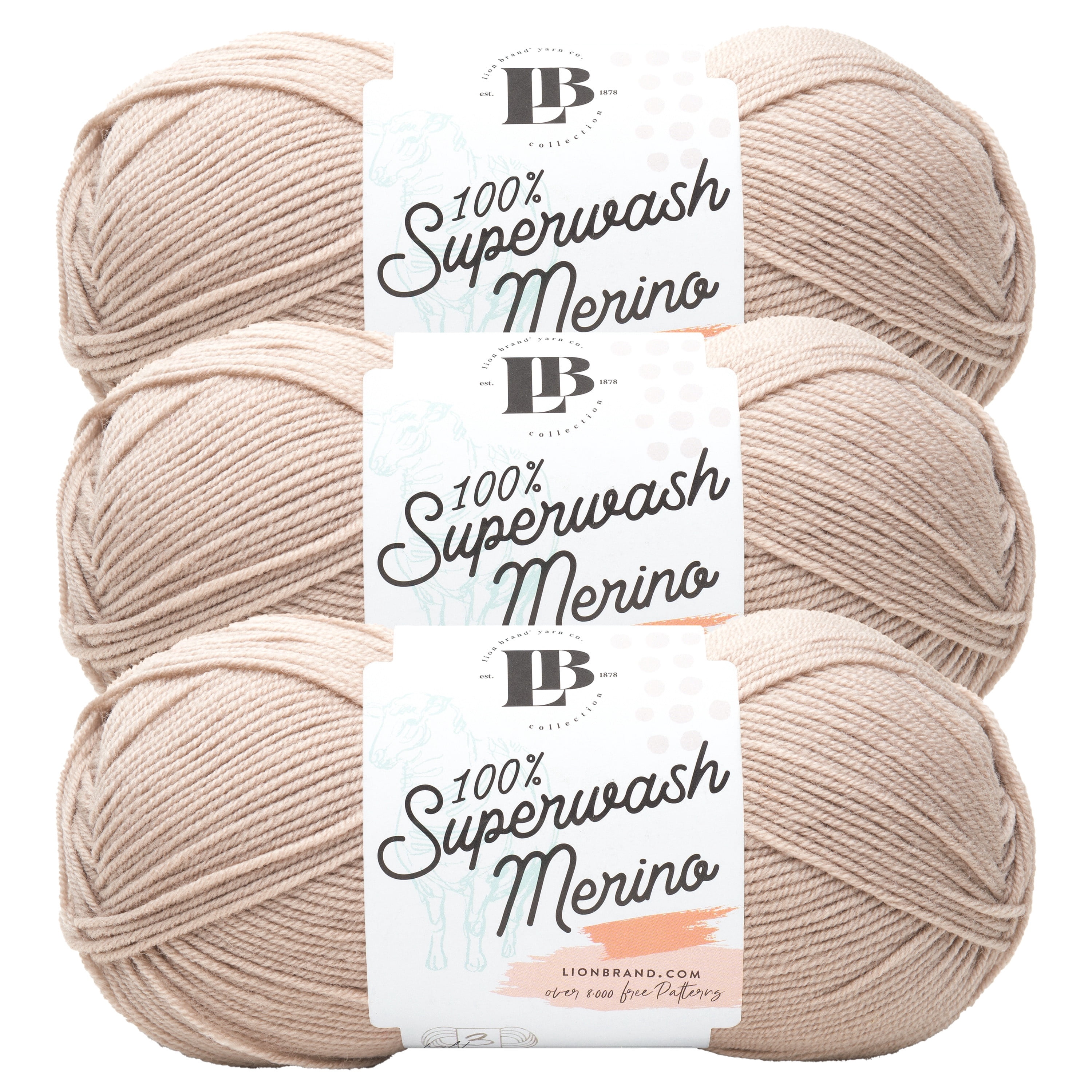 Lion Brand Yarn LBC Superwash Merino Hemp Light Weight Extra Fine Wool ...