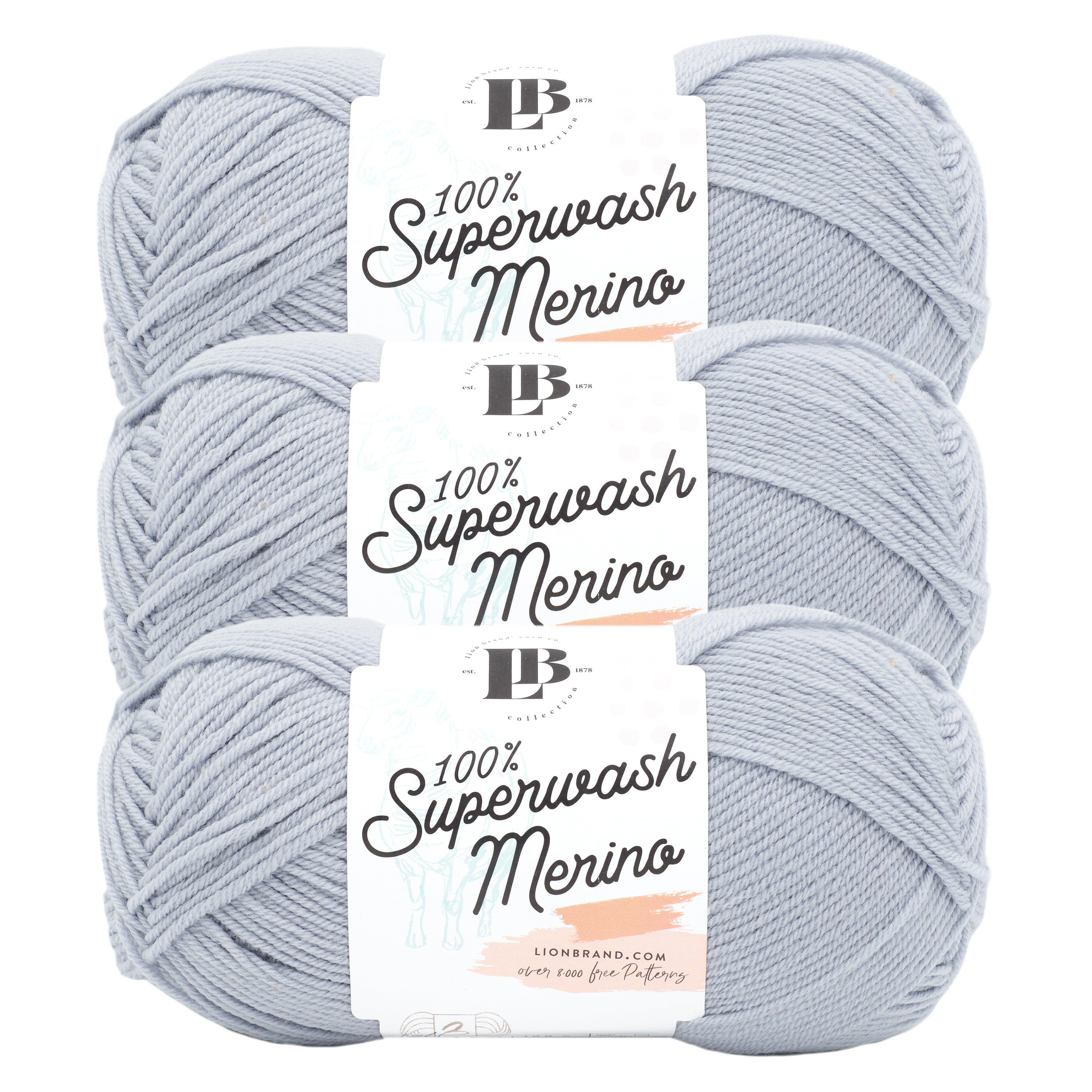Lion Brand Yarn LBC Superwash Merino Ice Light Weight Extra Fine Wool ...