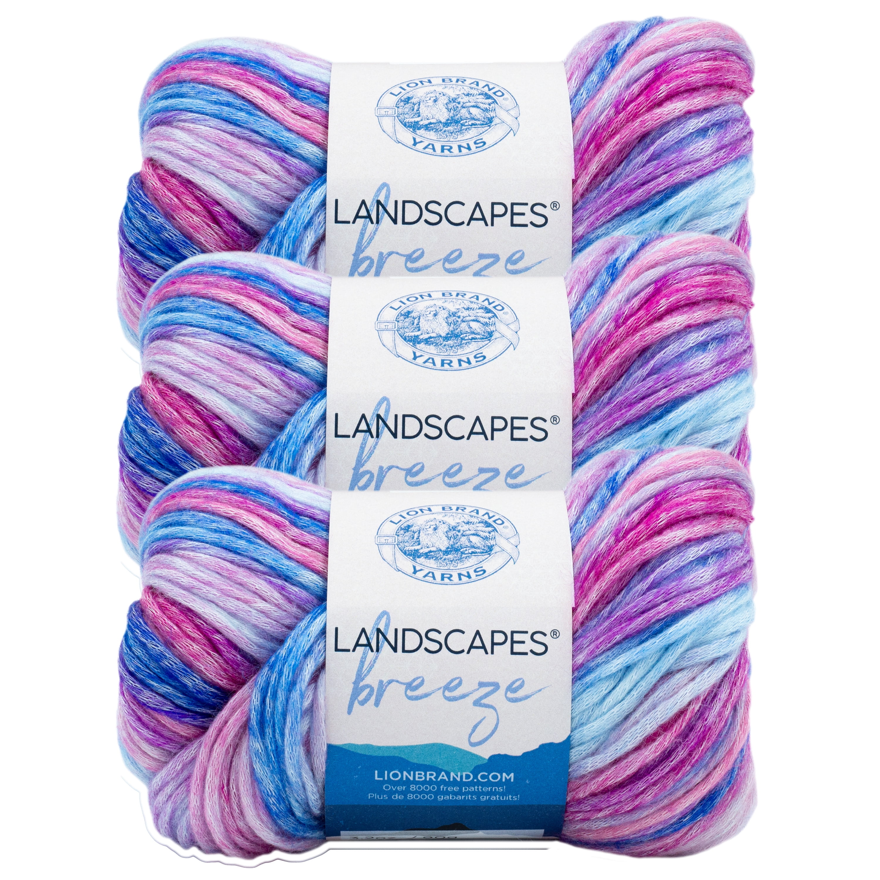 Lion Brand Yarn Landscapes Breeze Coast Medium Modal, Acrylic, Wool Multi-color Yarn 3 Pack ...