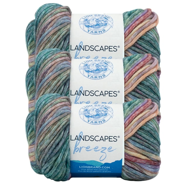 Lion Brand Yarn Landscapes Breeze Willow Medium Modal, Acrylic, Wool Multi-color Yarn 3 Pack ...