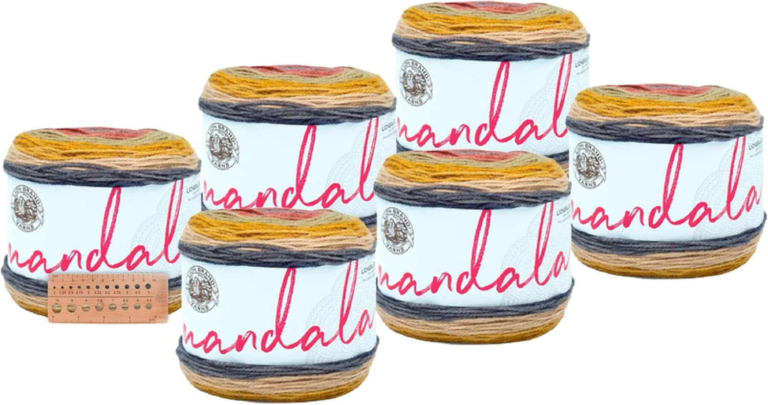 Lion Brand Yarn - Mandala - 6 Pack with Needle Gauge (Centaur ...