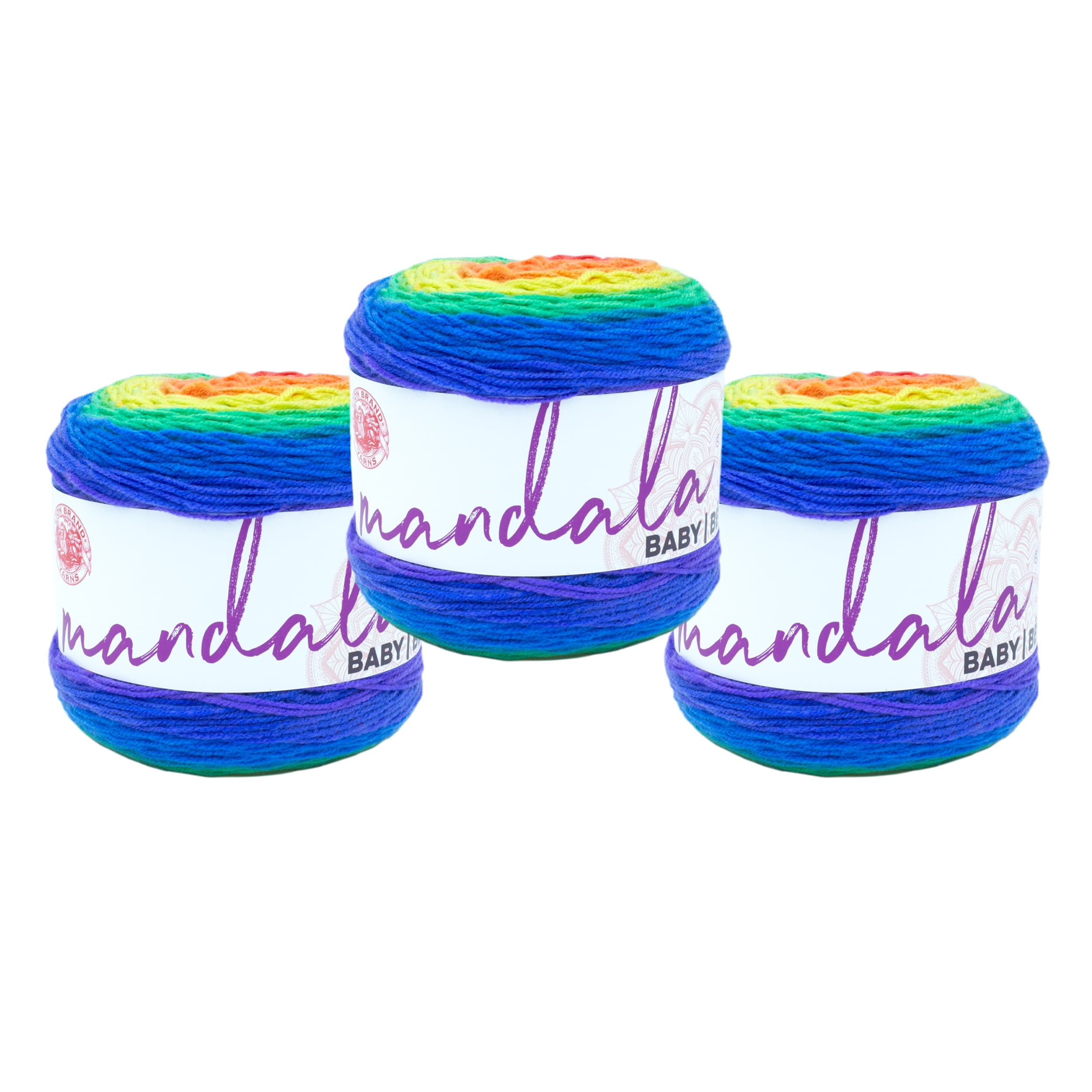 Lion Brand Yarn Mandala Baby Rainbow Falls Light Acrylic Yarn 3 Pack ...