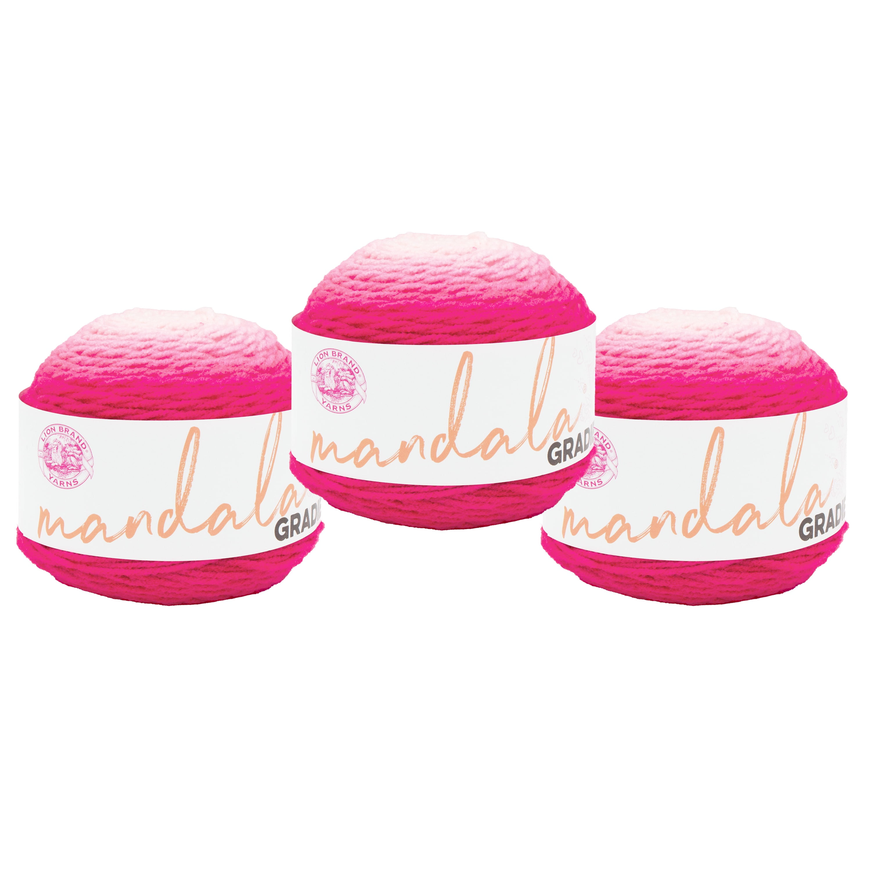 Lion Brand Yarn Mandala Gradient Hot Pink Medium Acrylic, Nylon Yarn 3 ...