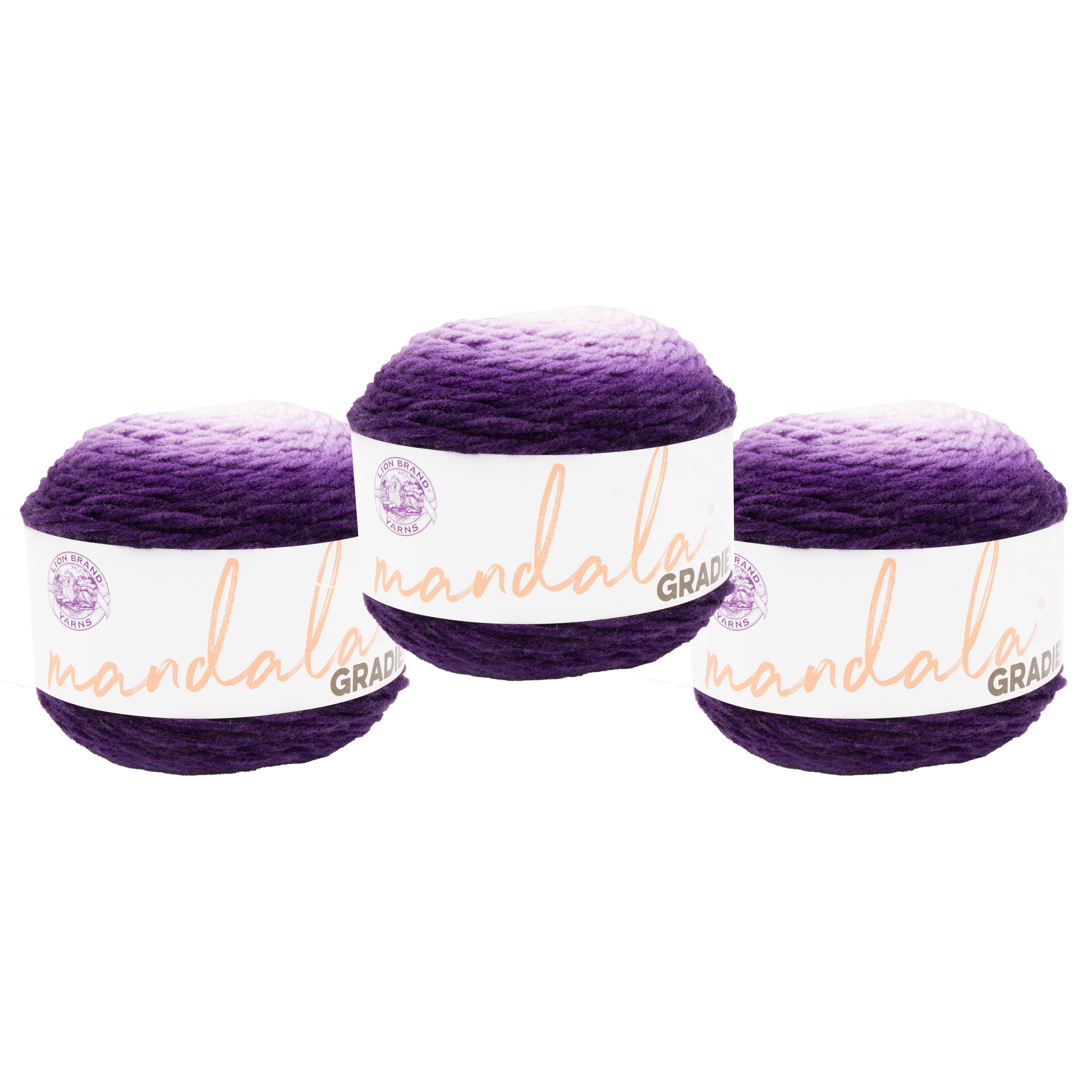 Lion Brand Yarn Mandala Gradient Purple Medium Acrylic, Nylon Yarn 3 ...