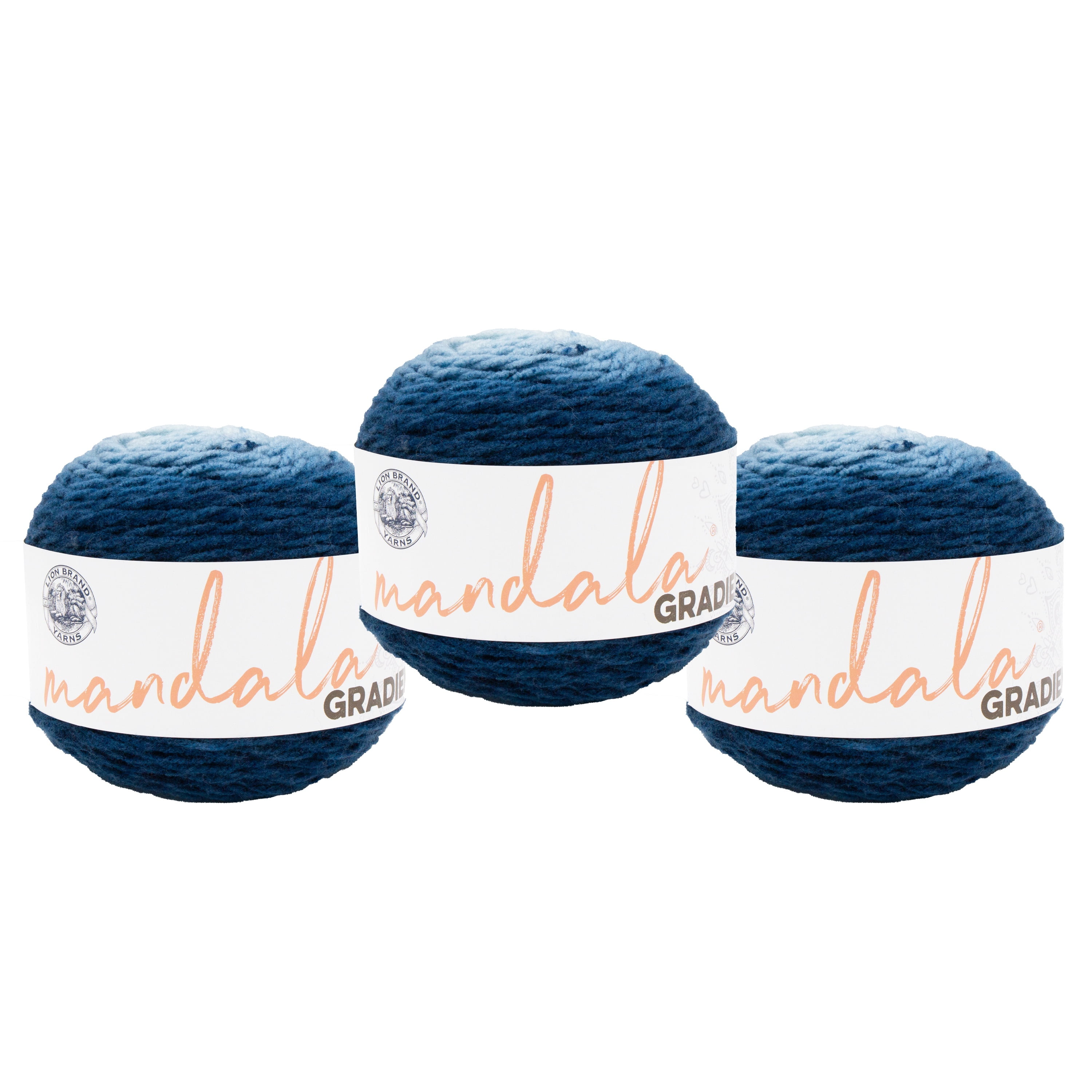 Lion Brand Yarn Mandala Gradient Steel Blue Medium Acrylic, Nylon Yarn ...