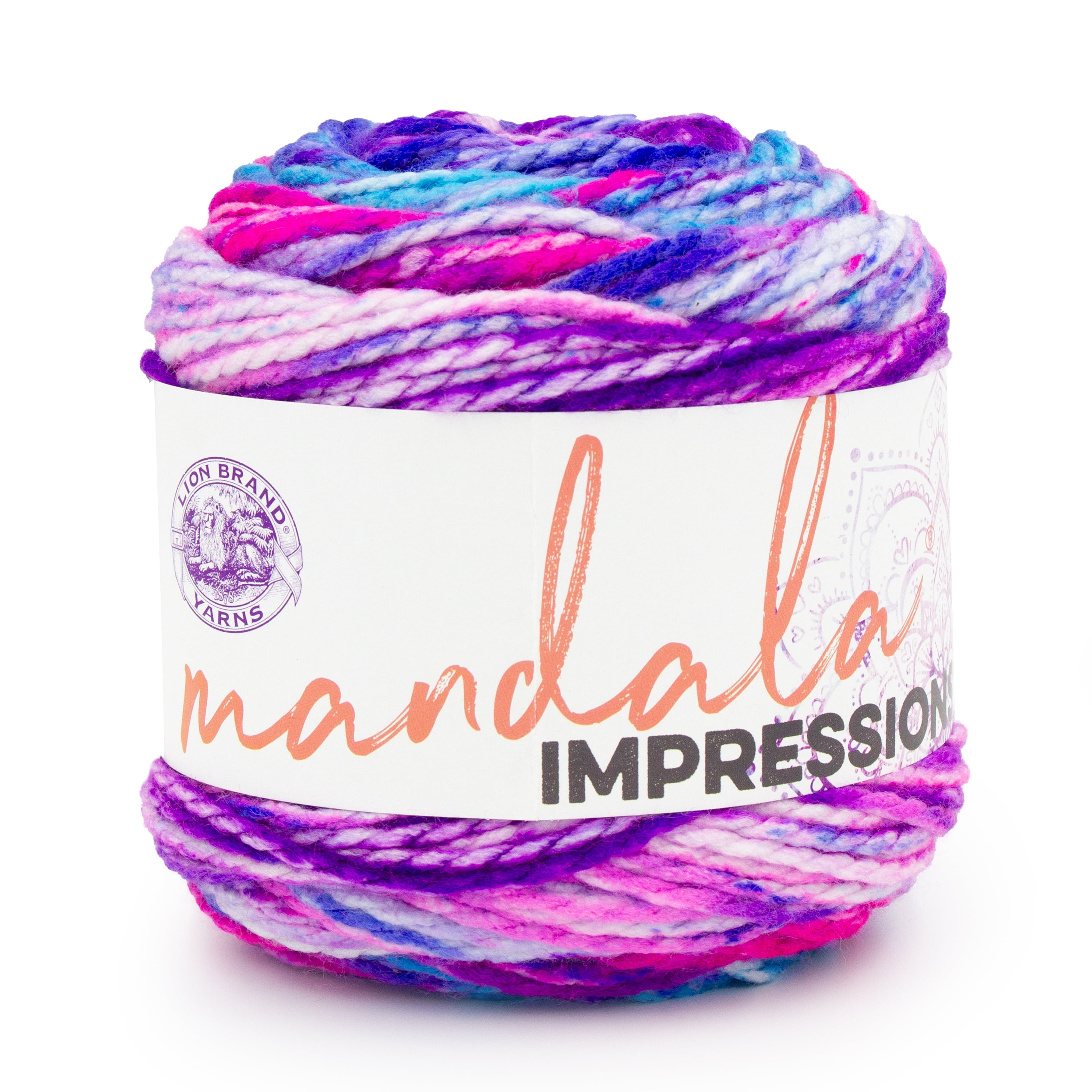 Lion Brand Yarn Mandala Impressions Tie Dye Bulky Acrylic Multicolor ...