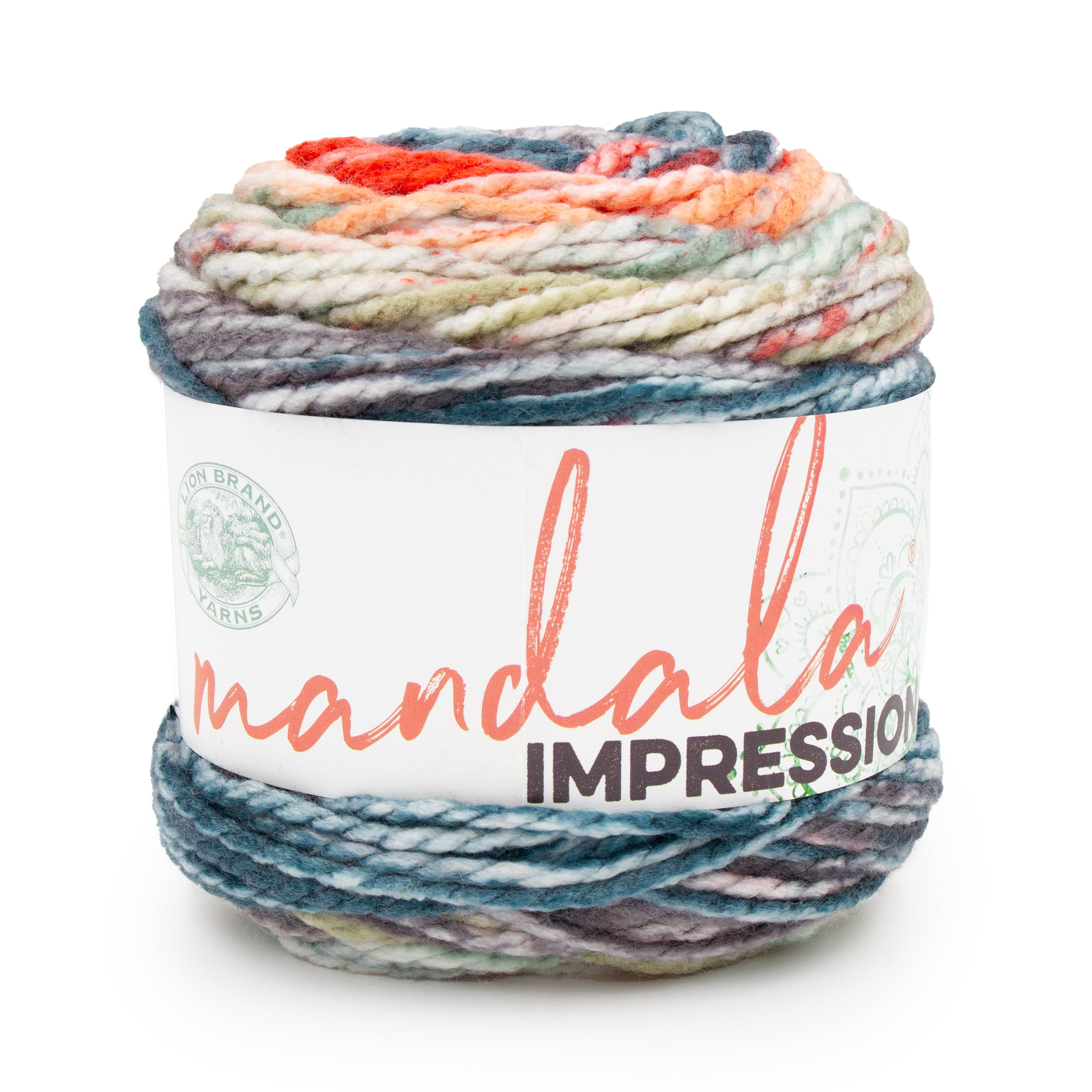 Lion Brand Yarn Mandala Impressions Woodstock Bulky Acrylic Multicolor ...