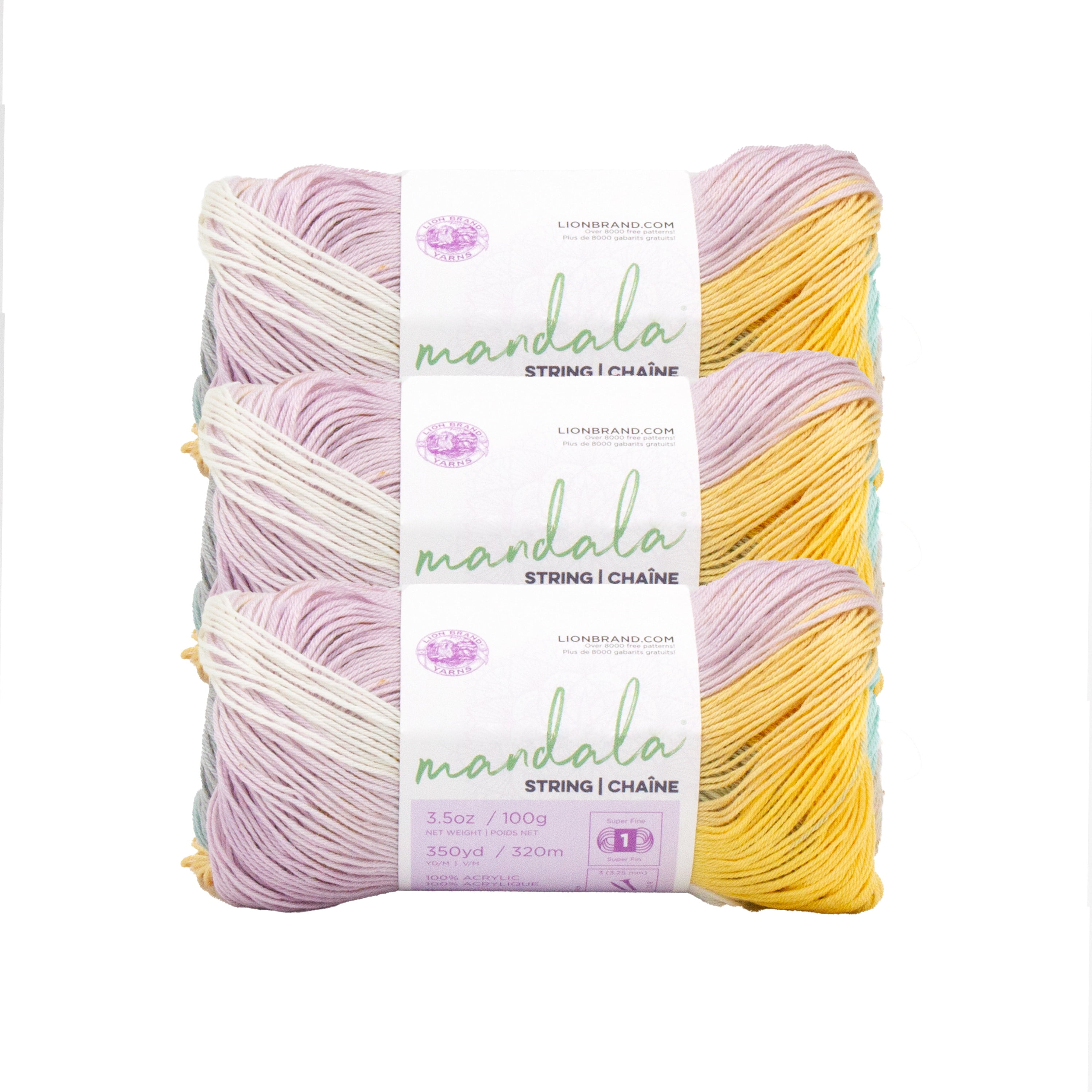 Lion Brand Yarn Mandala String Rock Super Fine Acrylic Yarn 3 Pack ...